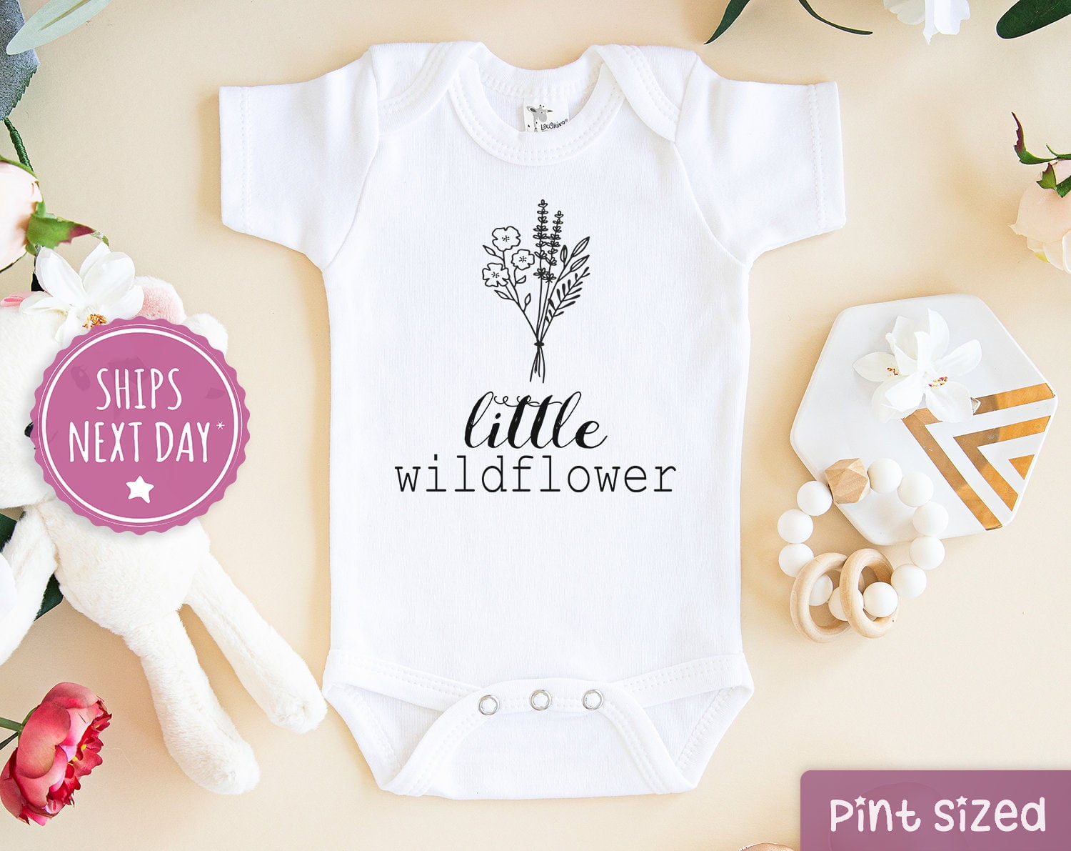 Little Wildflower Onesie, Cute Baby Onesie, Boho Wildflower Bodysuit ...