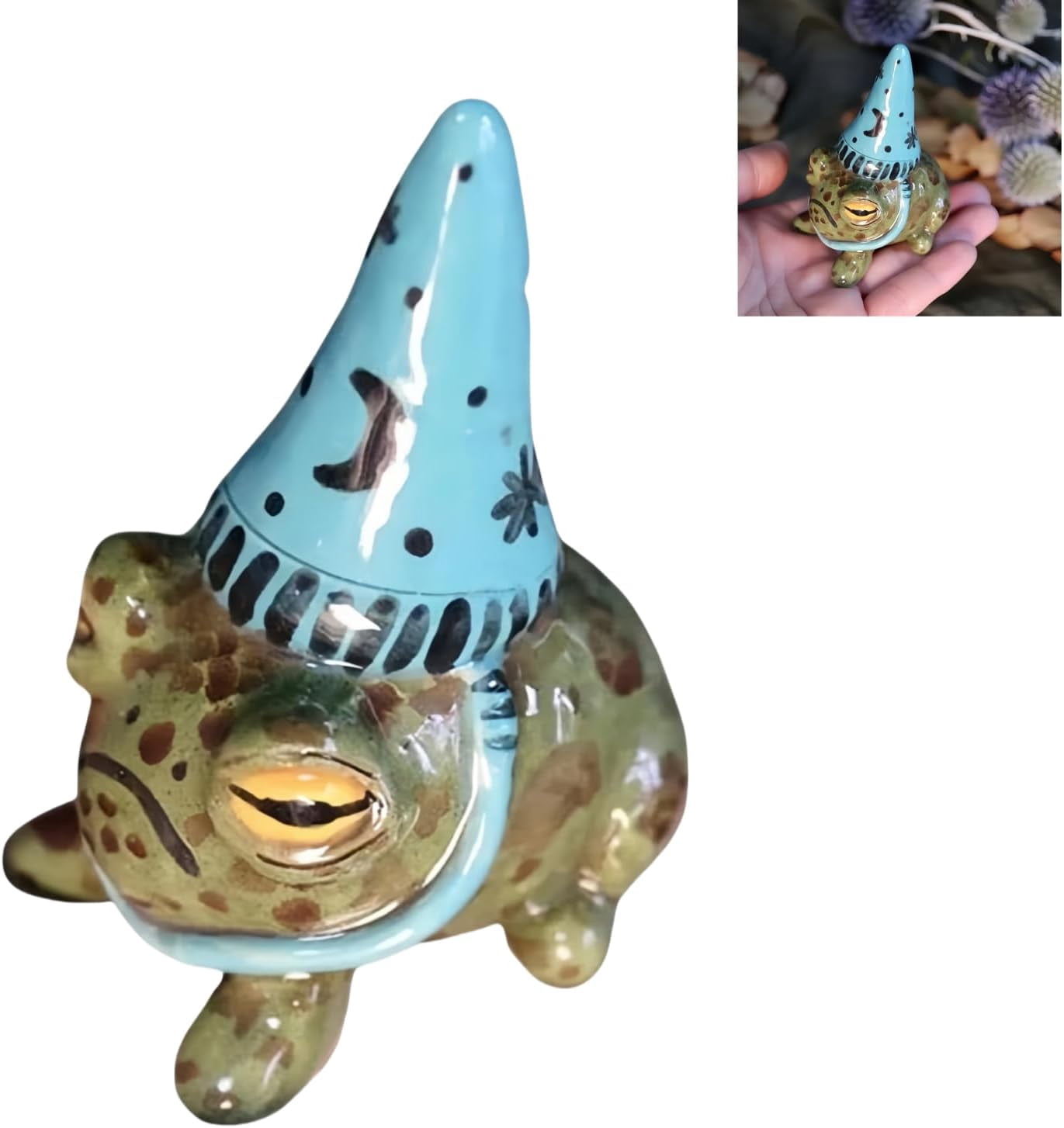 Little Wizards Frog Ornaments, Mini Cute Little Frog Ceramic Resin Hand ...