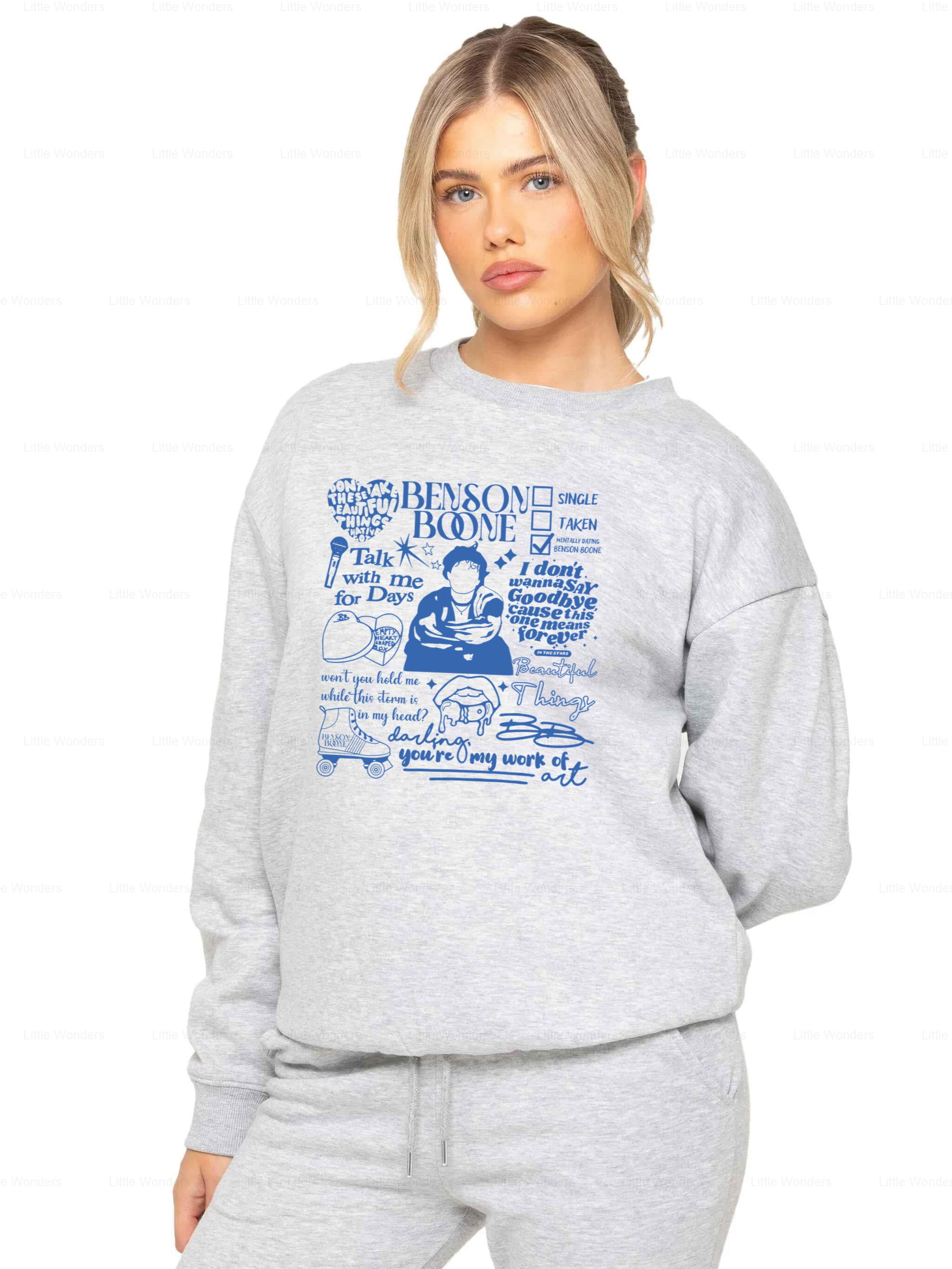 Little Wonders68 Benson Boone Sweatshirt World Tour 2024 Doodle Art ...