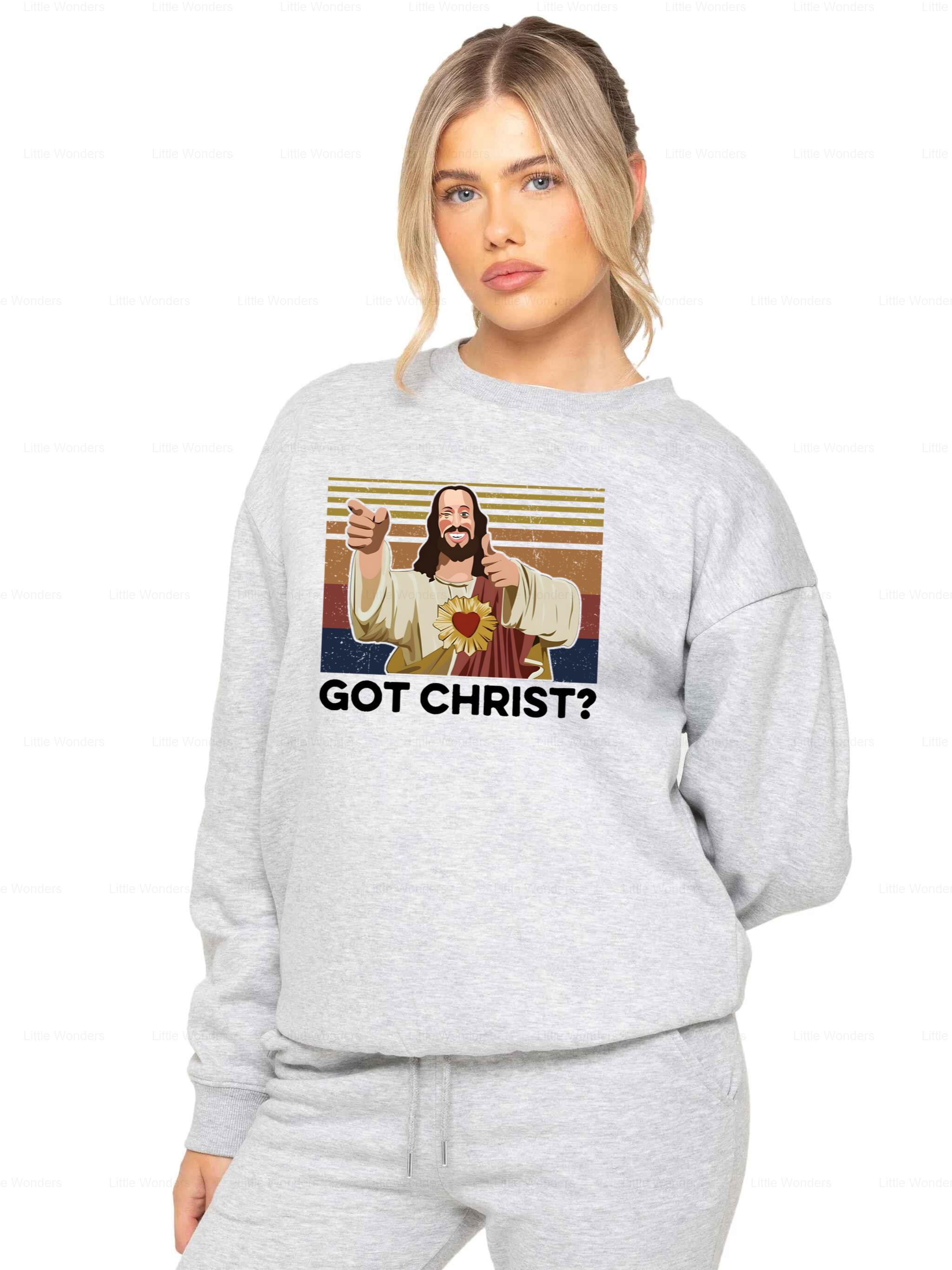 Little Wonders68 Buddy Christ Sweatshirt Funny Jesus Meme Comedy Movie ...