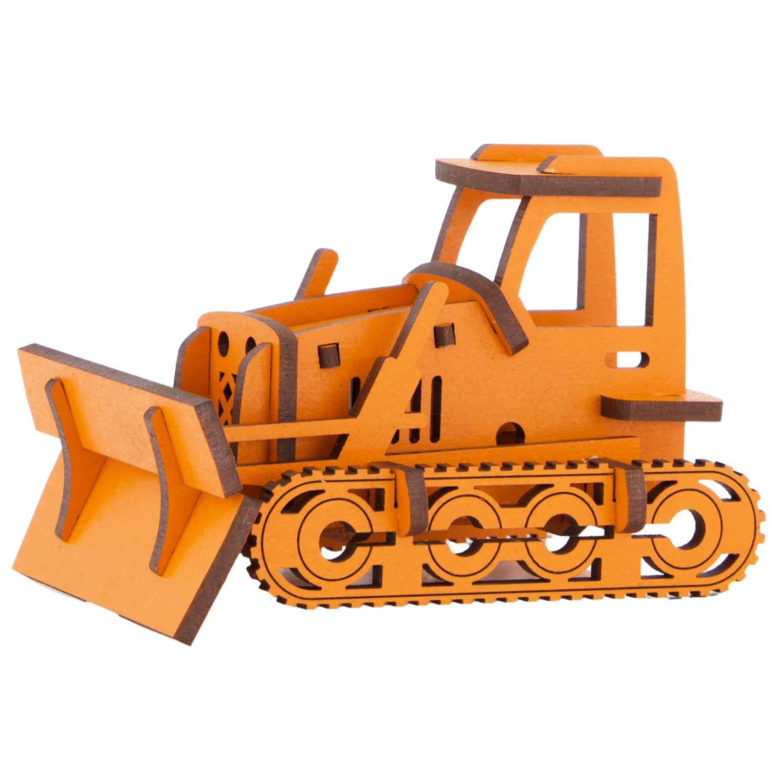 Little & Wood: Woodlet: Medium - Bulldozer - Orange 3D Wooden Kit-Set ...