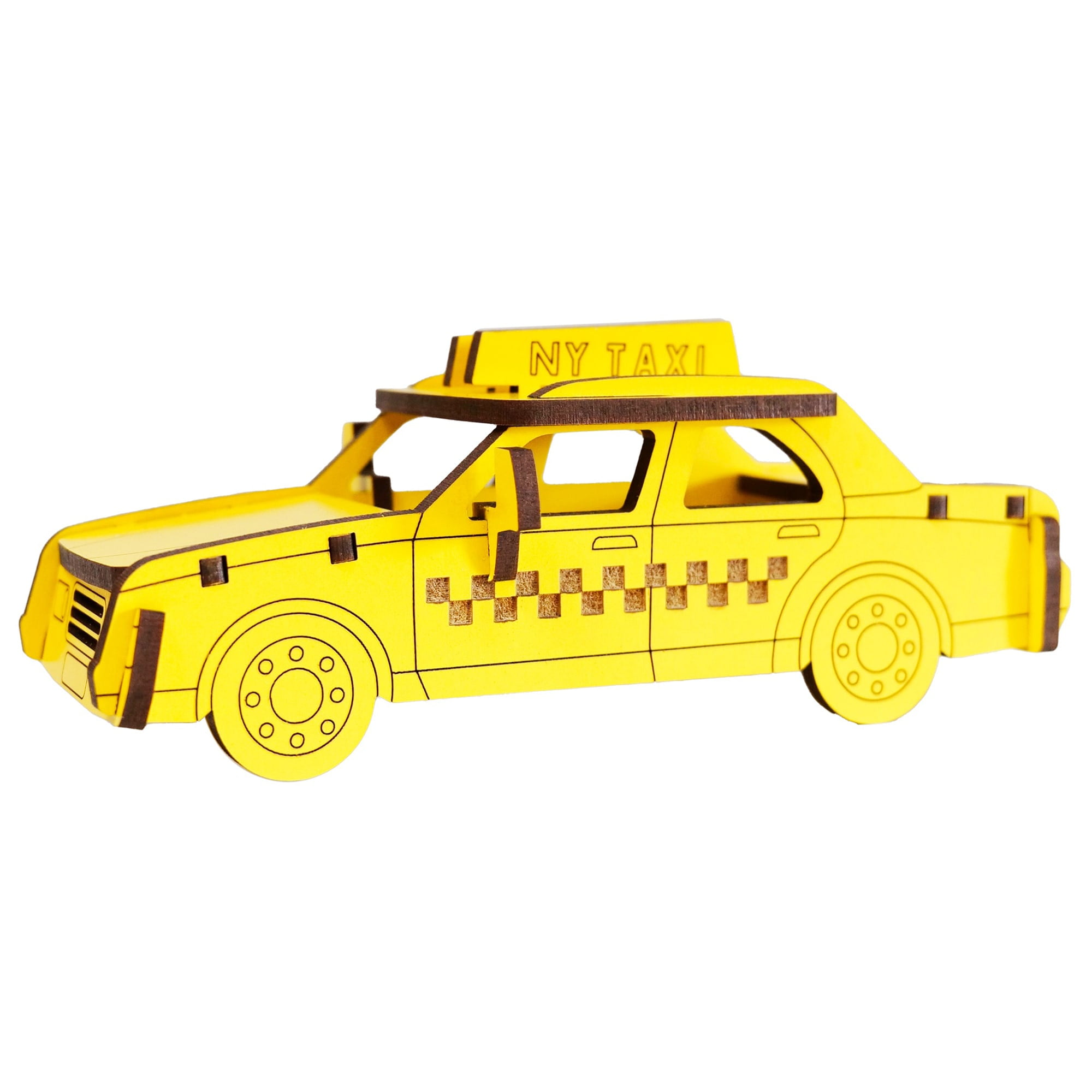 Little & Wood: Woodlet: Medium - Taxi - Yelllow, 3D Wooden Kit-Set ...