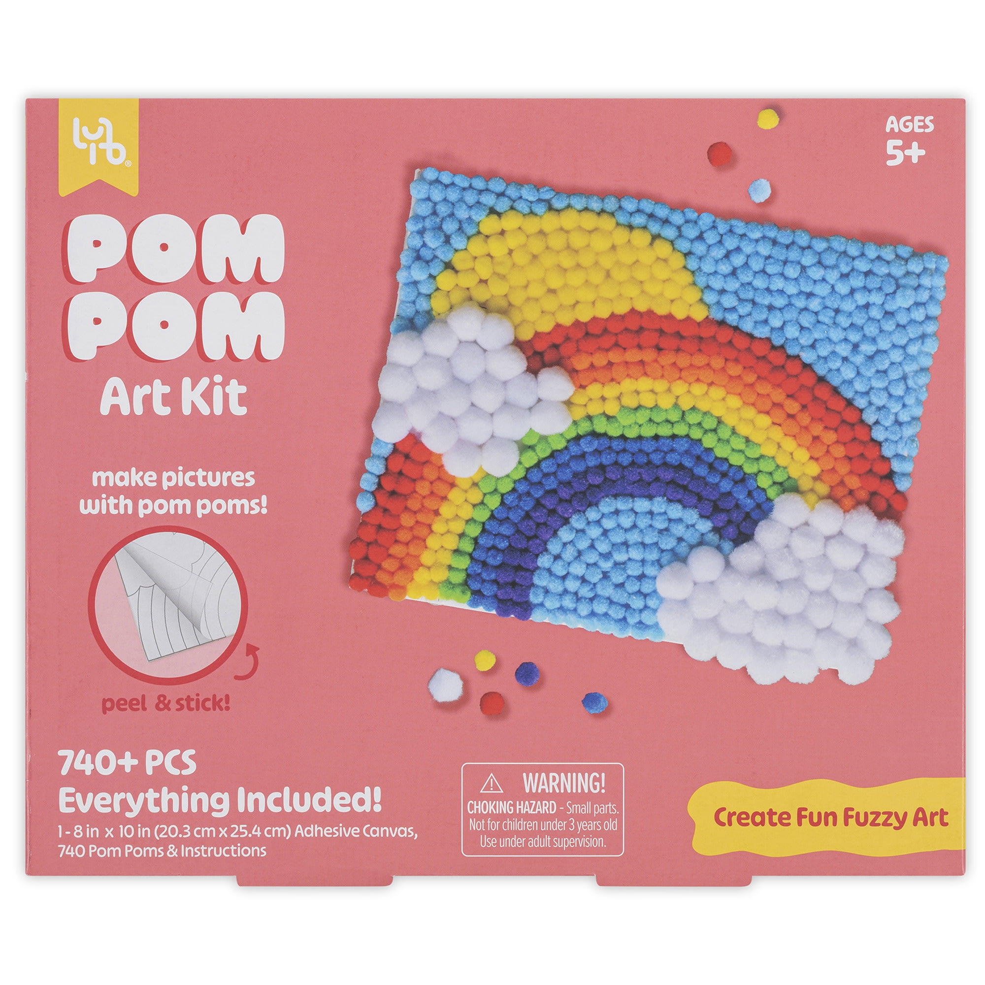 Little Yellow Bicycle: Rainbow Pom Pom Art Kit - DIY Craft Project, Make an 8x10" Colorful ...