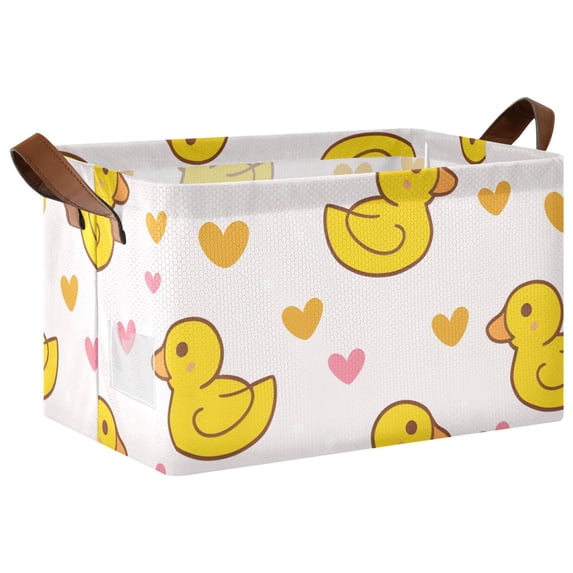 Little Yellow Duck Love Pattern Collapsible Storage Bin Open Home Shelf ...