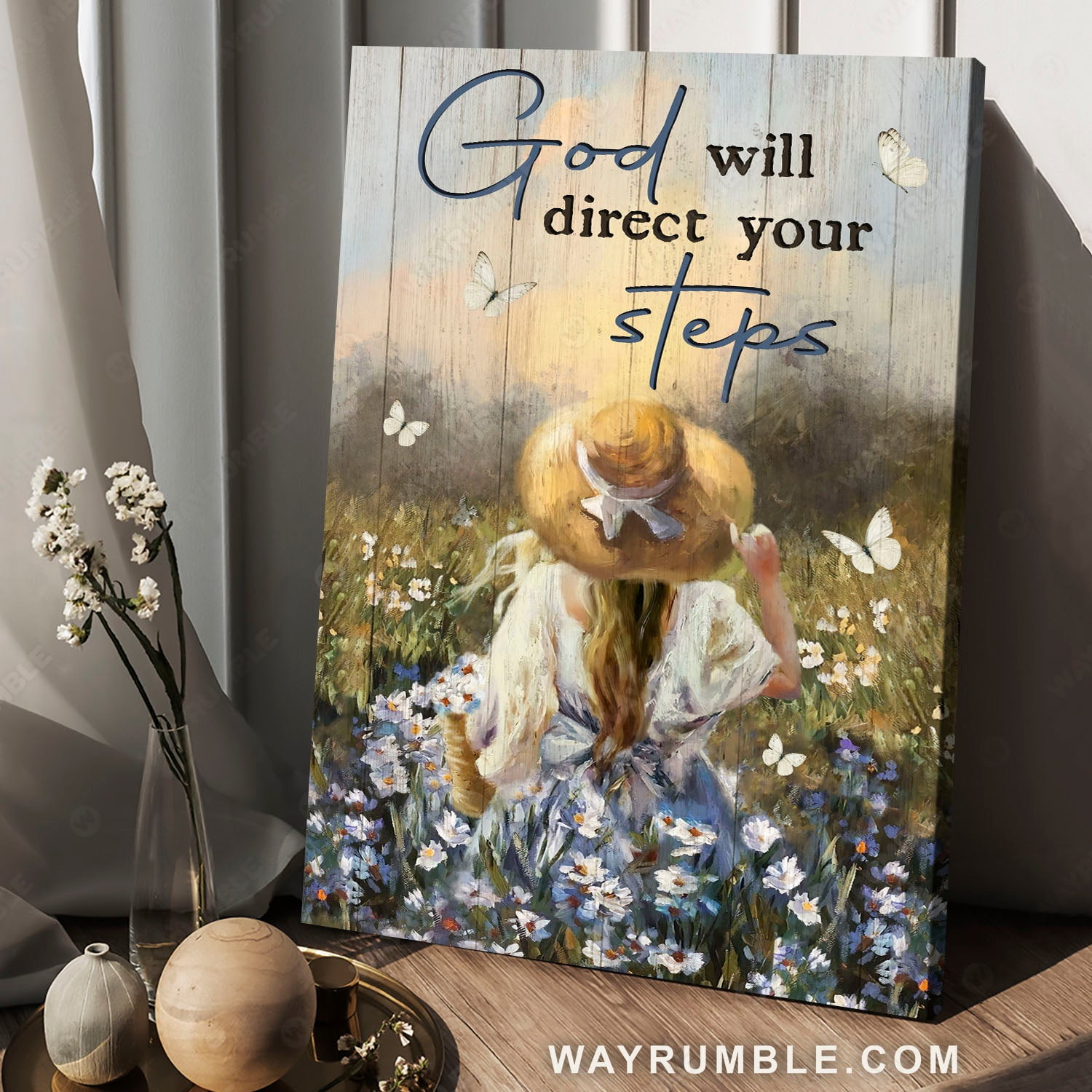 Little girl, Daisy field, Floppy hat, God will direct your steps ...