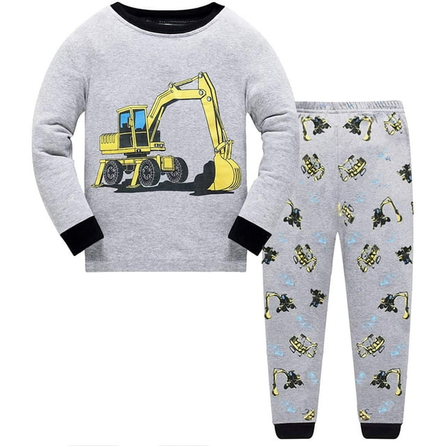 Little Hand Toddler Boys Pajamas Set, Excavator Construction Theme ...