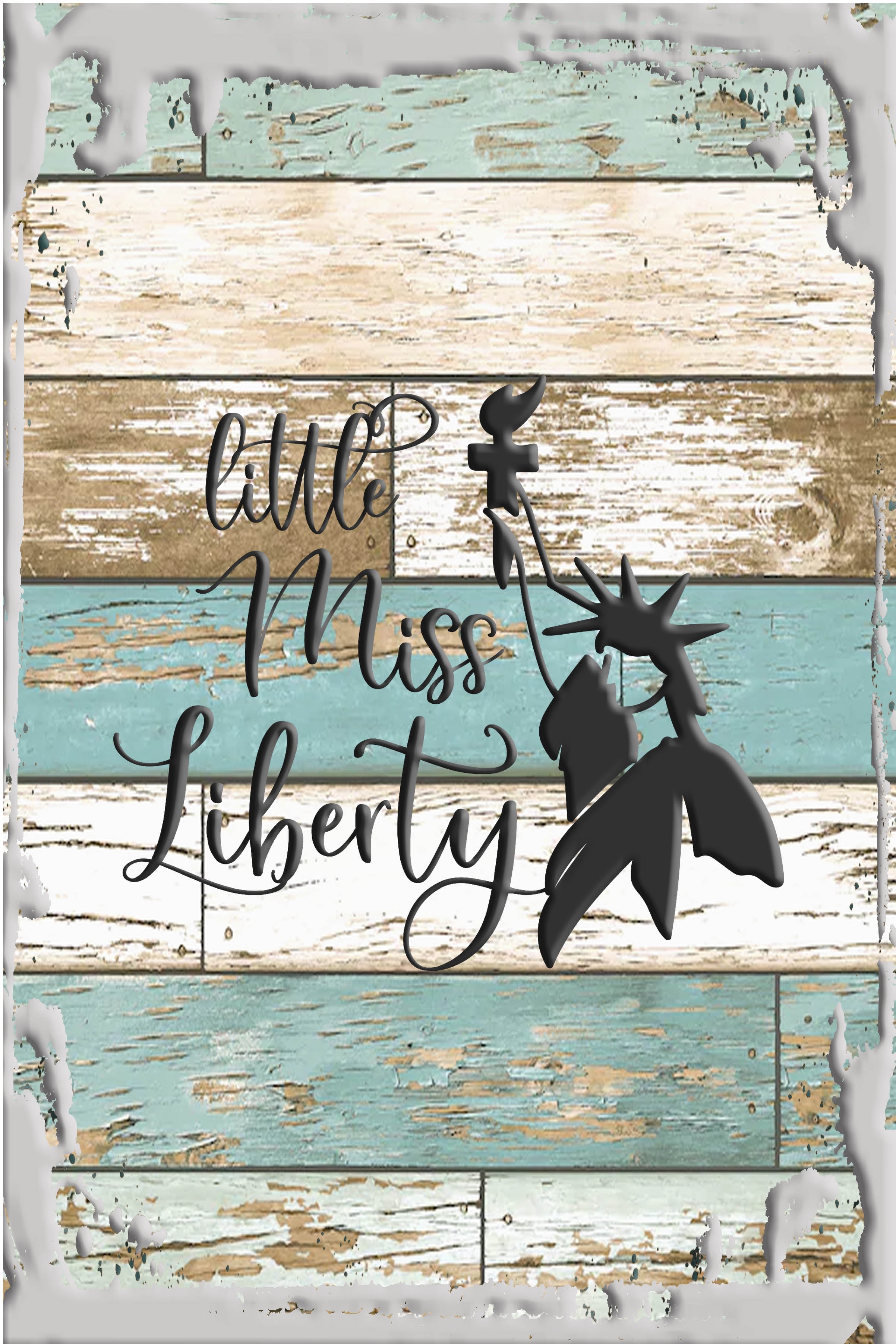 Little miss liberty cursive lady liberty statue new york White Wall Art ...