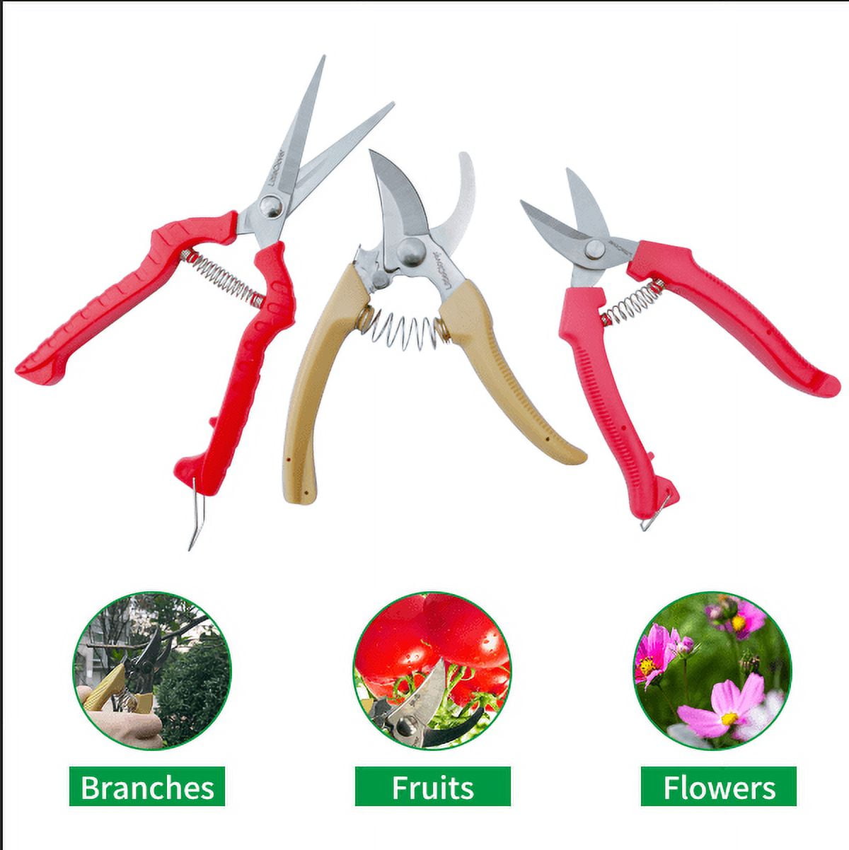 LittleClover Garden Pruning Shears Set, Stainless Steel Blades Hand ...