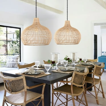 Arturesthome White Handwoven Rattan Boho Pendant Lighting Fixtures ...