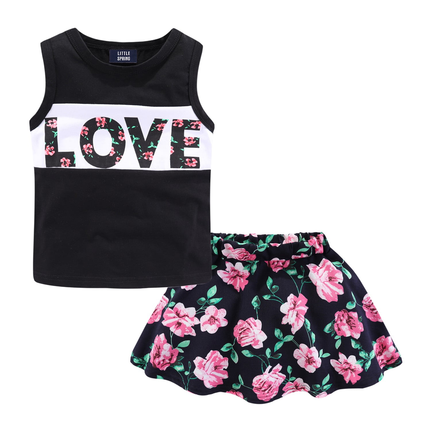 LittleSpring 2 Piece Outfits for Little Girl Size 7-8 Tank Top and ...