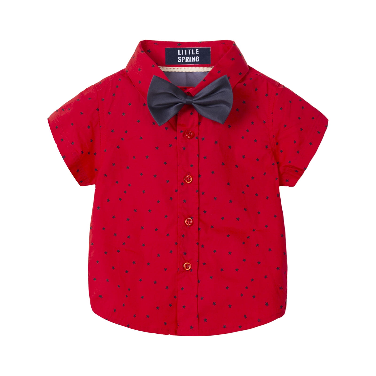LittleSpring 4T Dress Shirt Boys Short Sleeve Button Down Shirt with ...