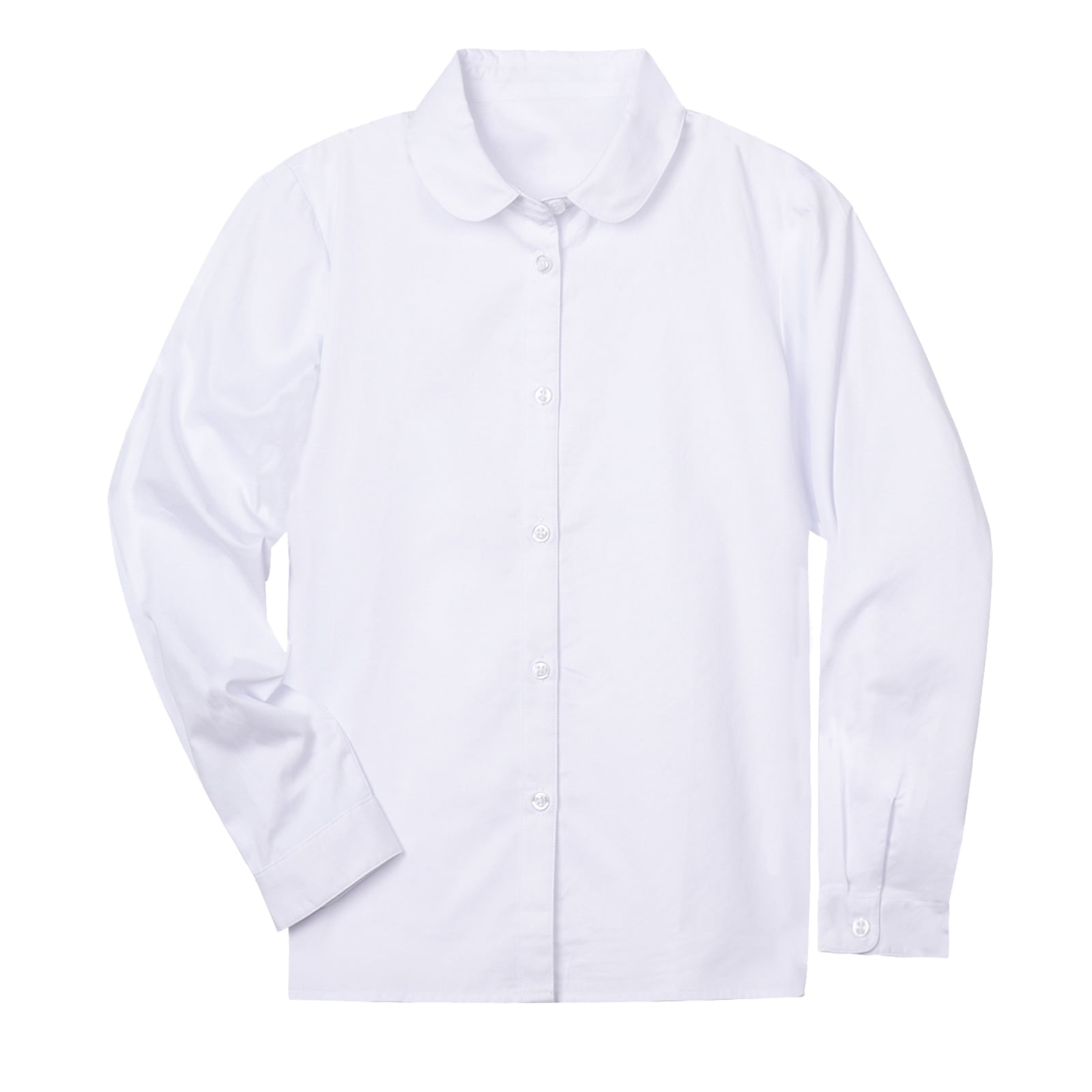 LittleSpring Big Girls Dress Shirt School Uniform Button-down Shirt with Peter Pan Collar Long ...