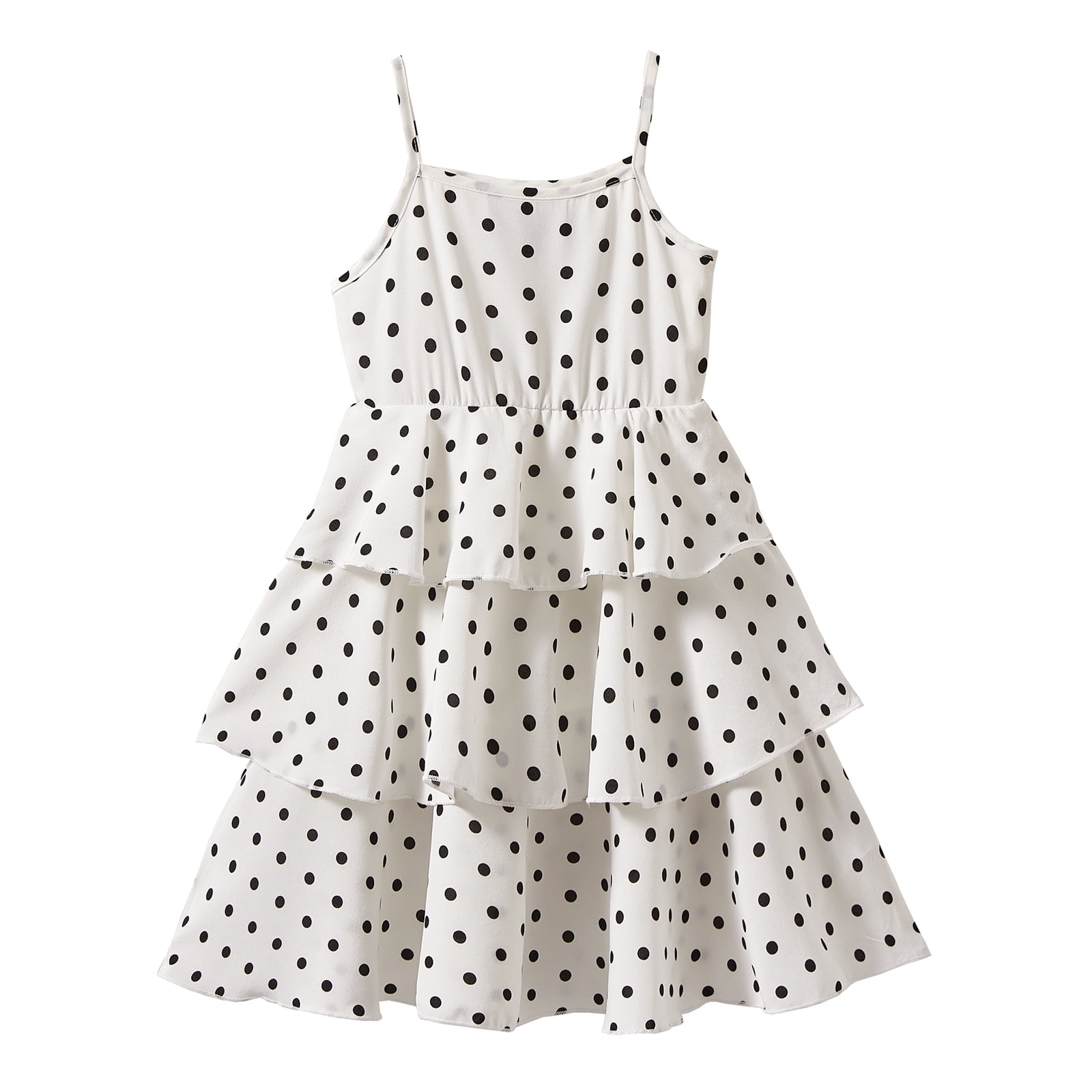 LittleSpring Big Girls Polka Dot Sleeveless Dress Lightweight Spaghetti ...