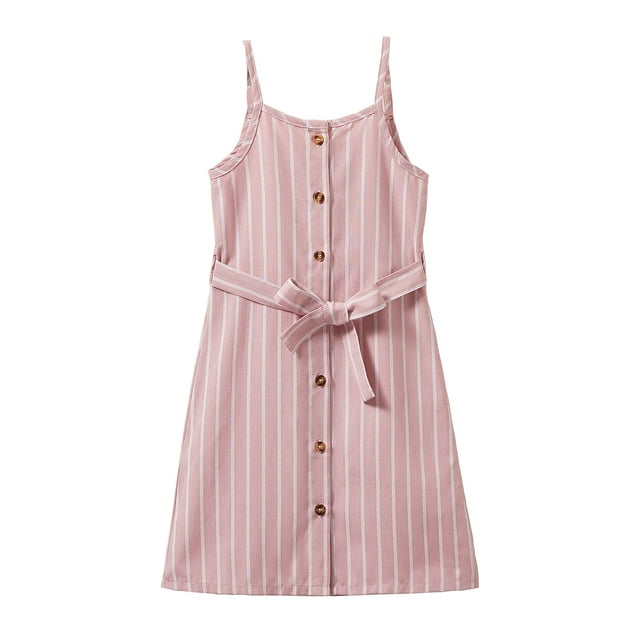 LittleSpring Big Girls Summer Dress Size 10-12 Casual Striped Spaghetti ...