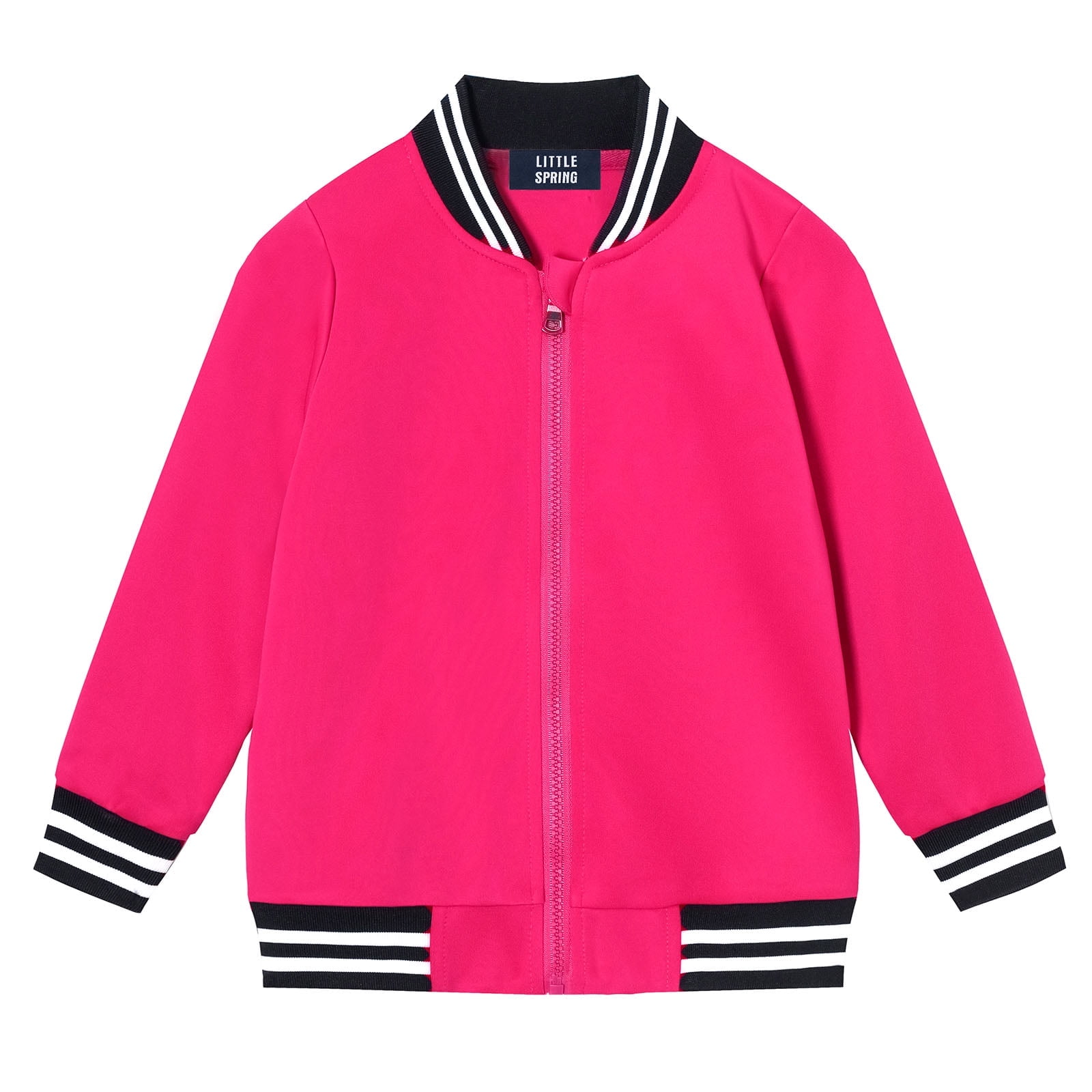 LittleSpring Bomber Jacket Size 7-8 Girls Varsity Baseball Jackets Zip ...