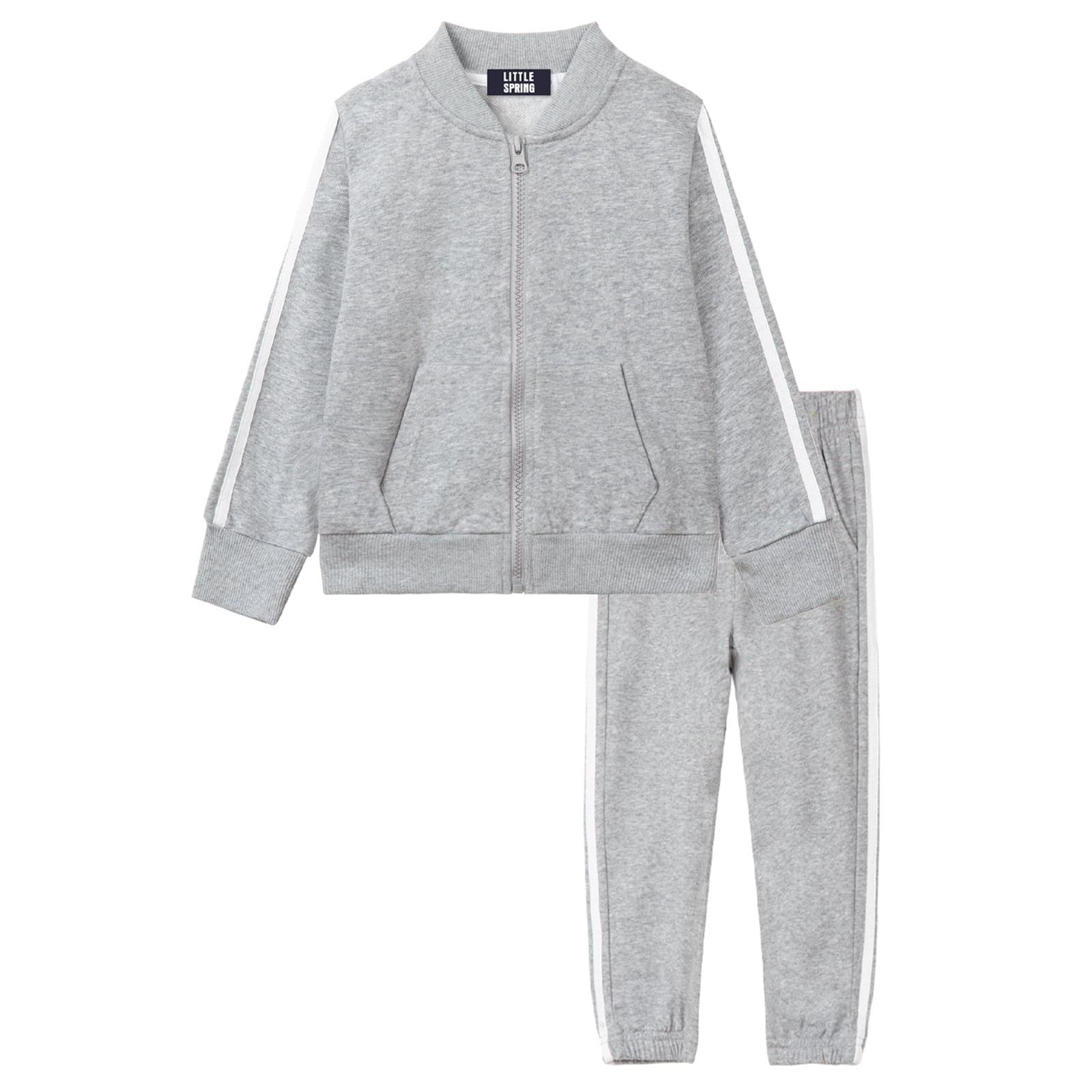 LittleSpring Cotton Tracksuits for Little Boys Zip Up Sweatsuits and ...