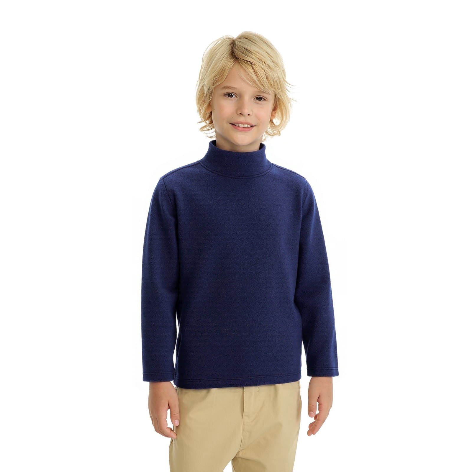 LittleSpring Boys Girls Fleece Turtleneck Shirts for Kids Thermal Tops ...