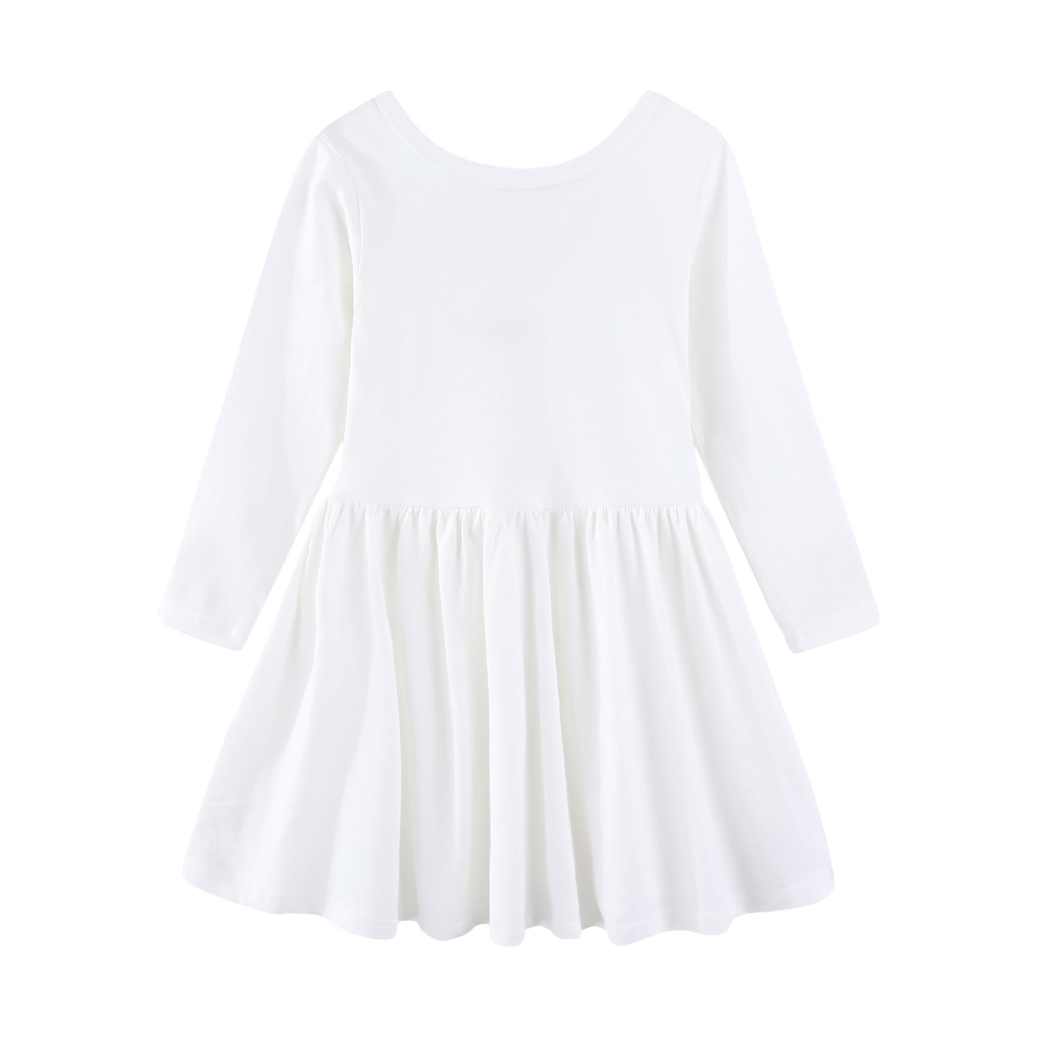 LittleSpring Girl Dress Long Sleeve with Plain Swing Dresses for Girls ...