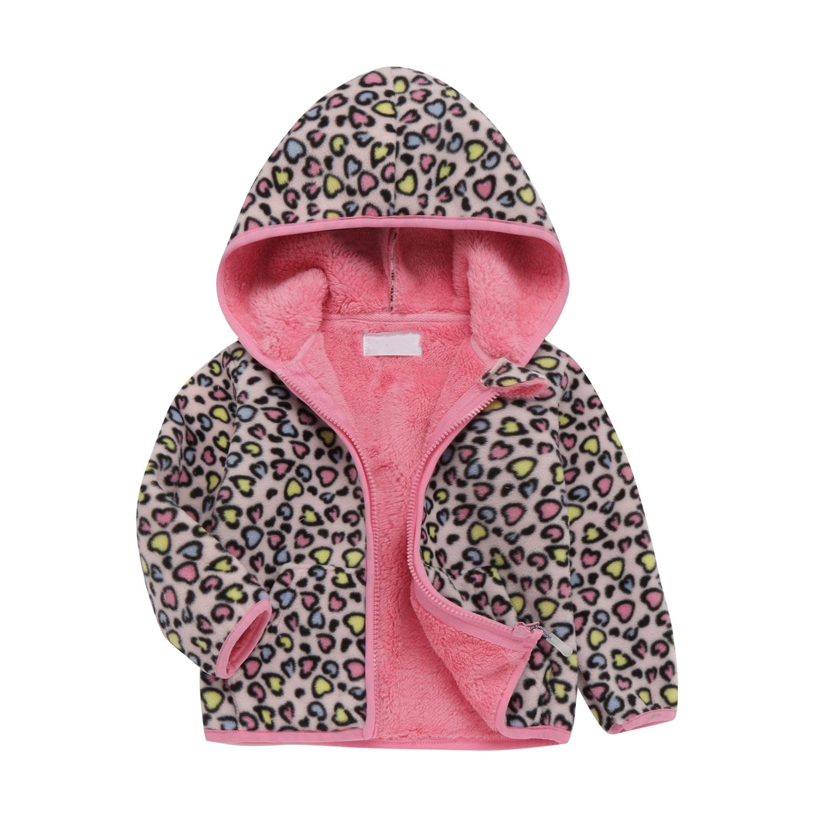 LittleSpring Girl Fleece Jacket with Zipper Hooded Jackets for Girls ...