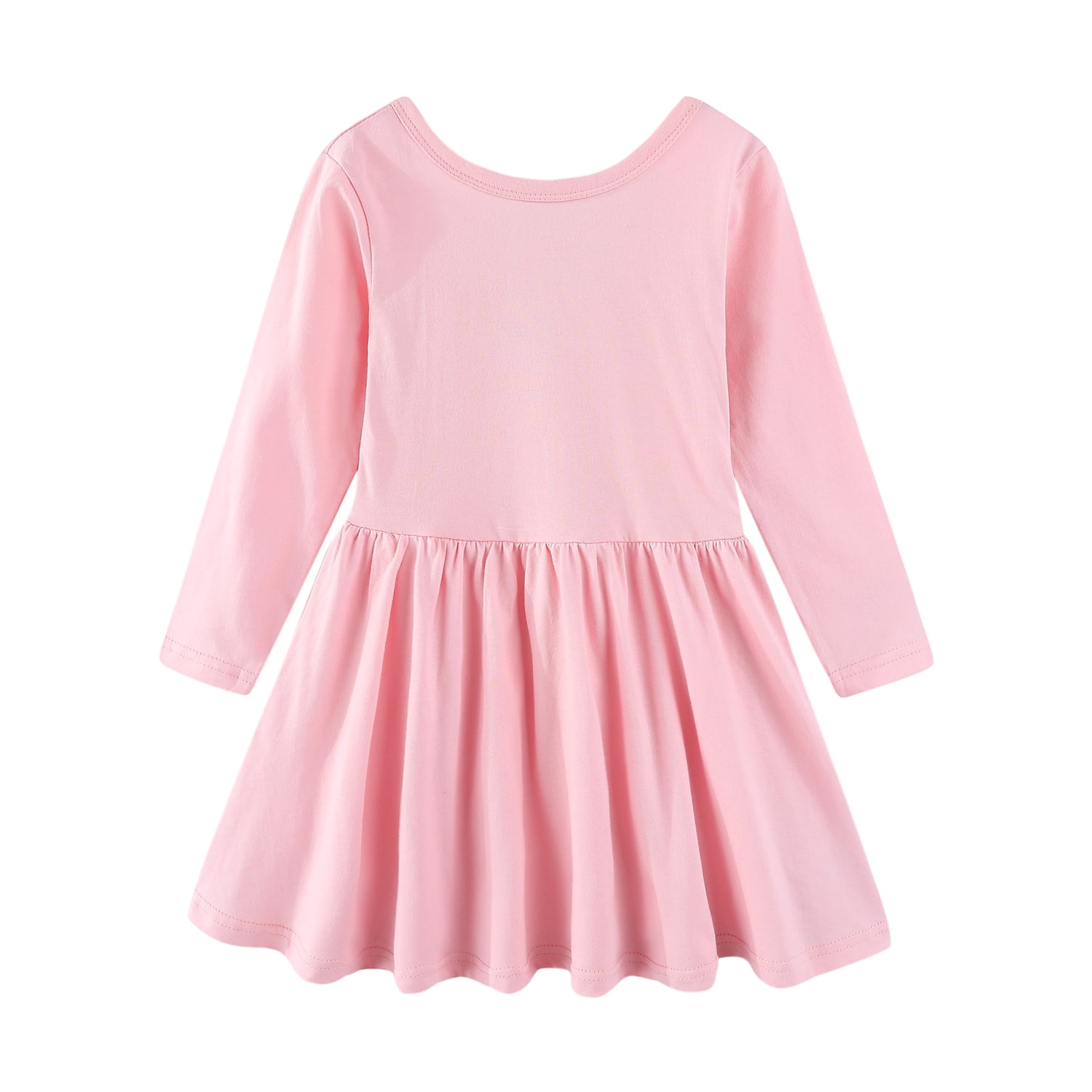 LittleSpring Girls Fall Dress Long Sleeve Plain Swing Dresses for Girl ...
