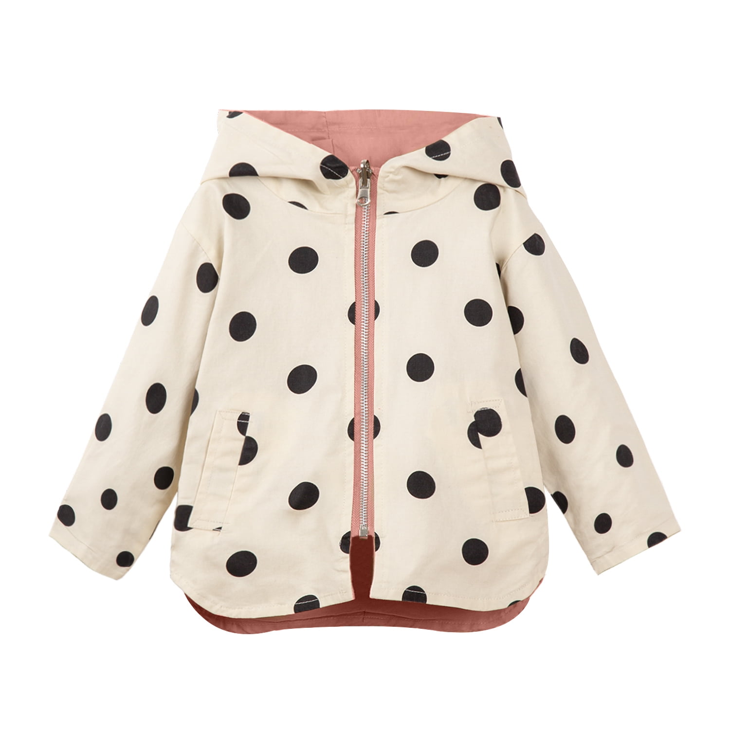 LittleSpring Girls Hooded Jacket with Reversible Full Zipper Fall Coat ...