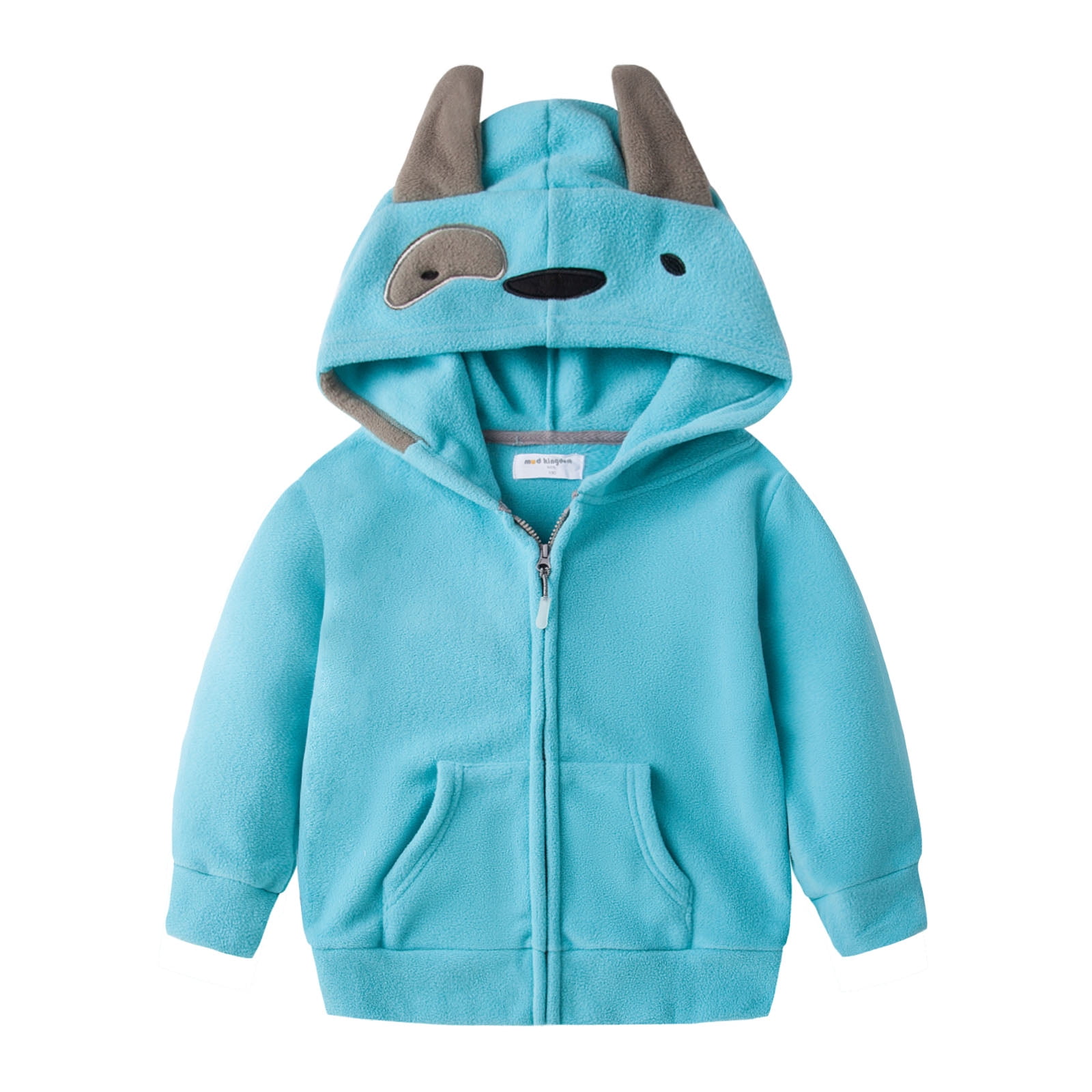 LittleSpring Kids Fleece Hoodie with Full Zipper Animal Jacket for Boys ...