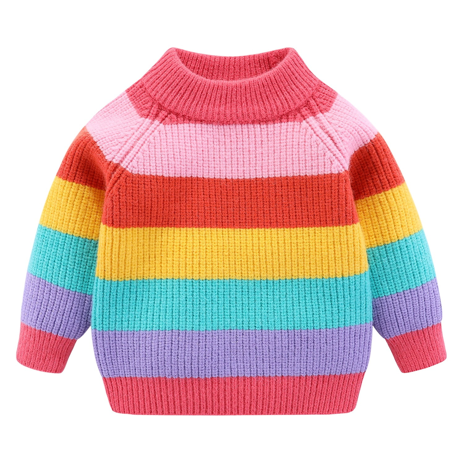 LittleSpring Kids Sweater with Rainbow Stripe Crew Neck Clothes for ...