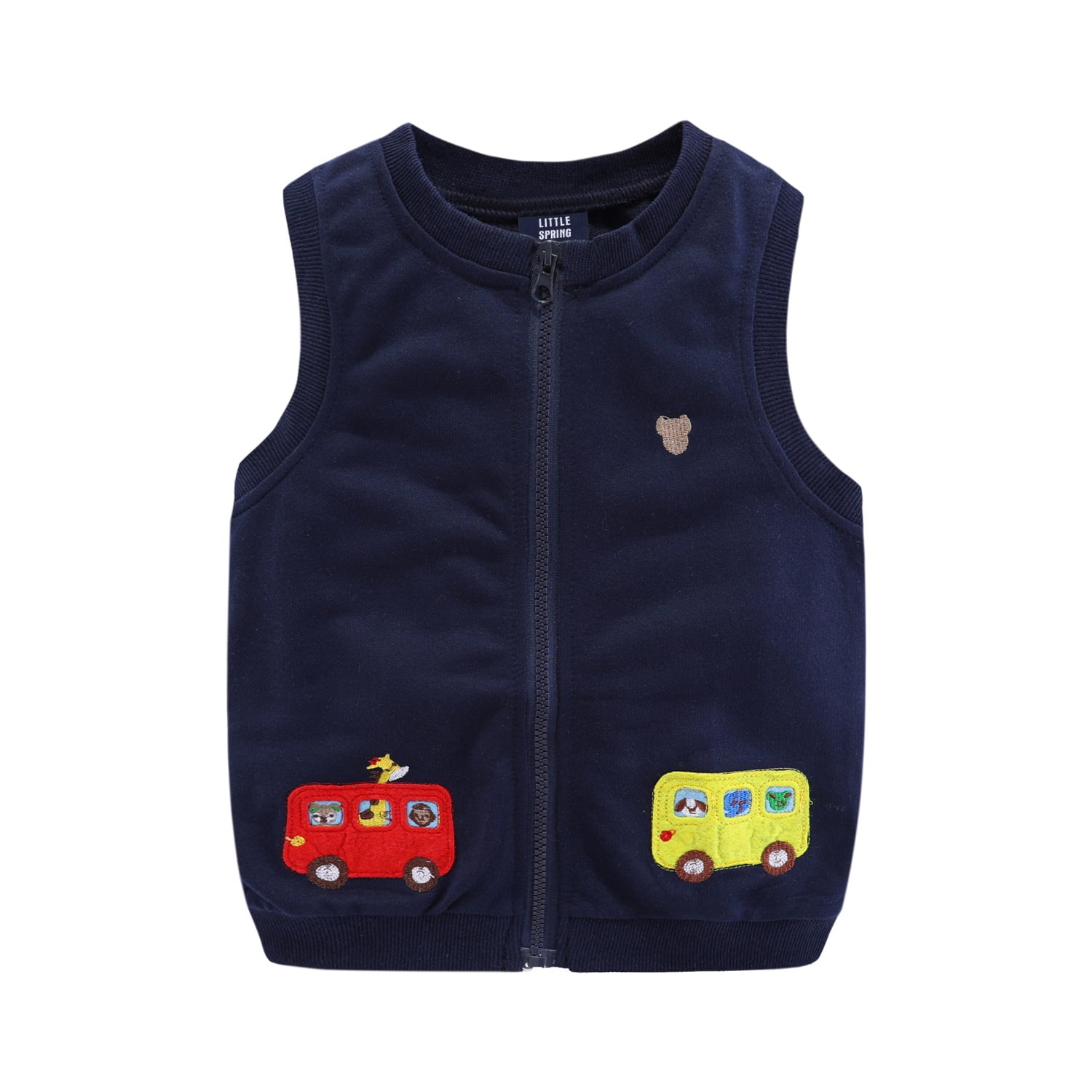 LittleSpring Kids Vest for Boys Sleeveless Jacket Zip Up Cotton Vests ...