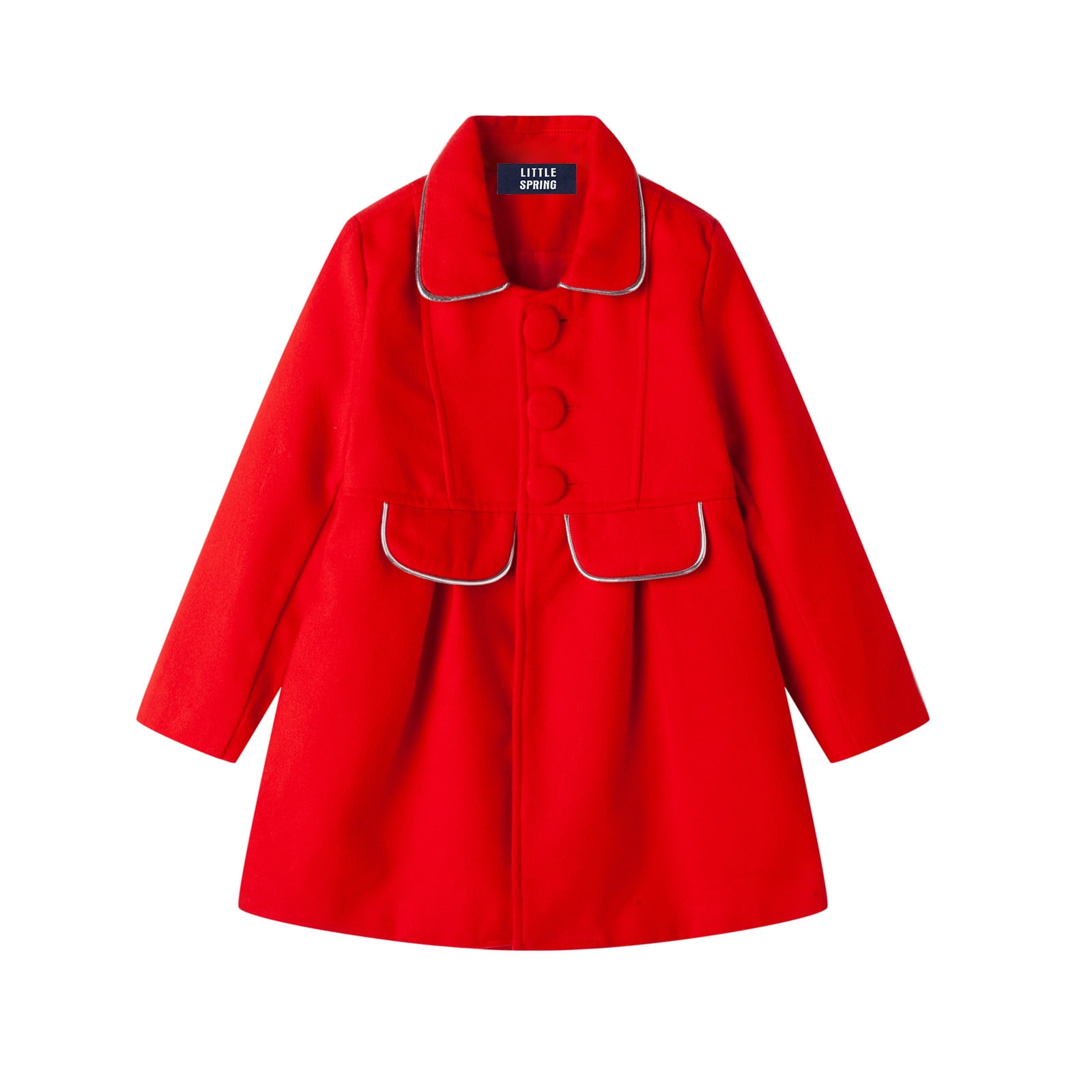 LittleSpring Kids Winter Jacket Long Sleeve Buttons Girls Dress Coat ...