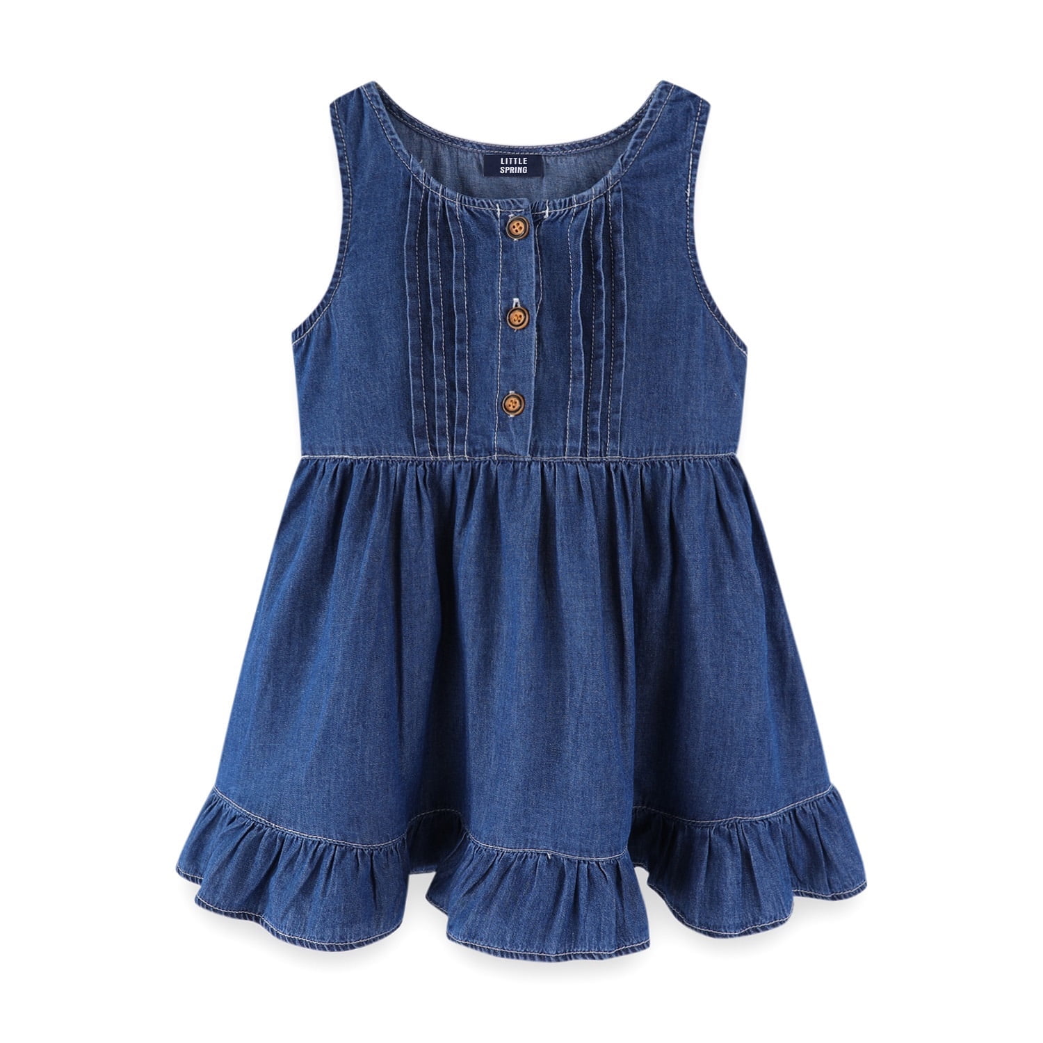 LittleSpring Little Girls Denim Dress Casual Summer Dress Sleeveless ...