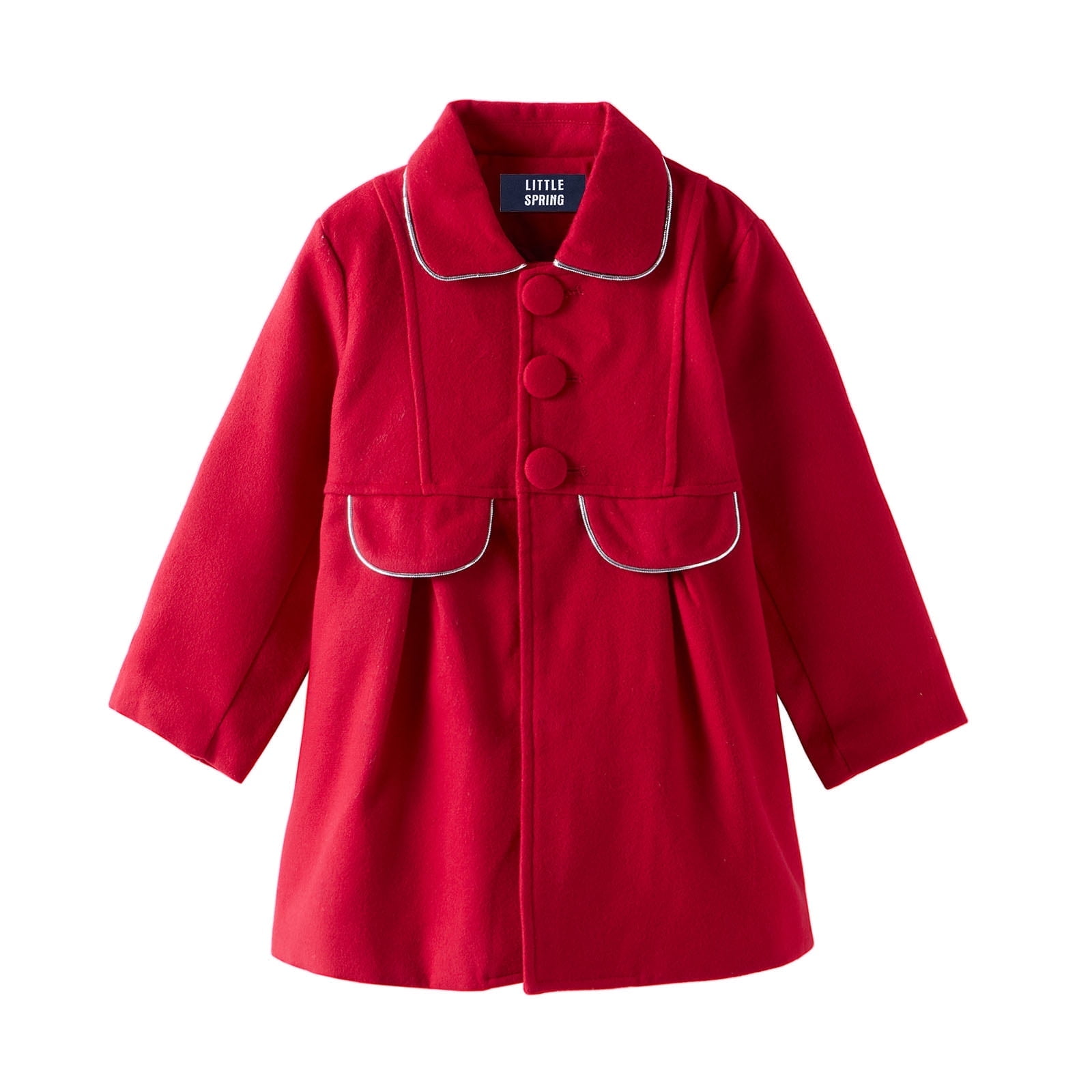 LittleSpring Little Girls Wool Peacoat Midweight Dress Coat Casual ...