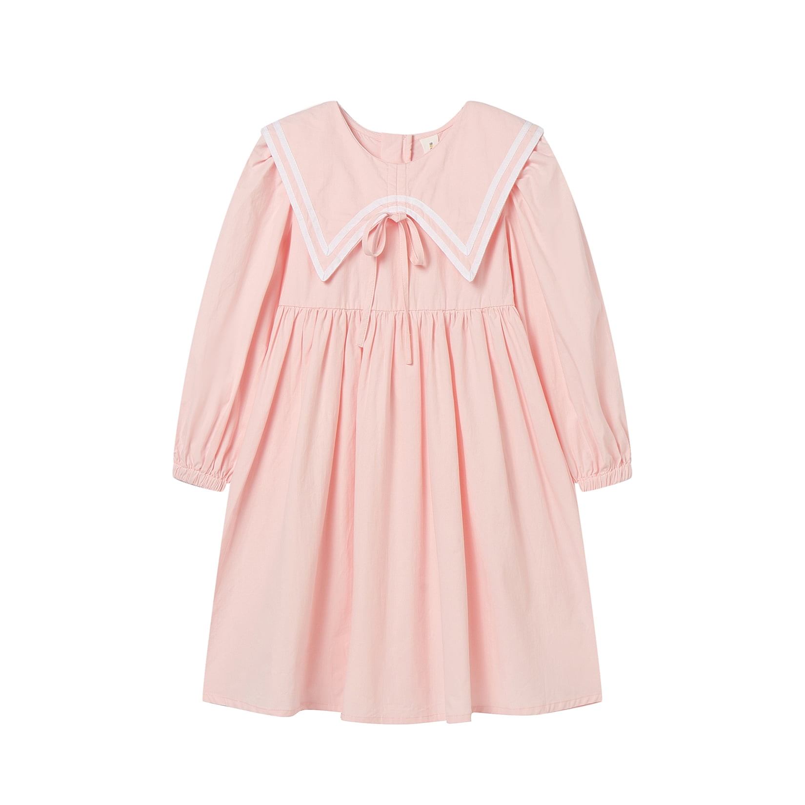 LittleSpring Long Sleeve Dress for Girls Peter Pan Collar Dress 5T Kids ...