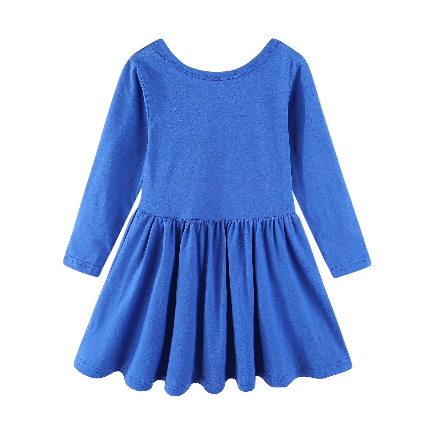 LittleSpring Long Sleeve Girl Dress with Backless Cotton Dress for ...