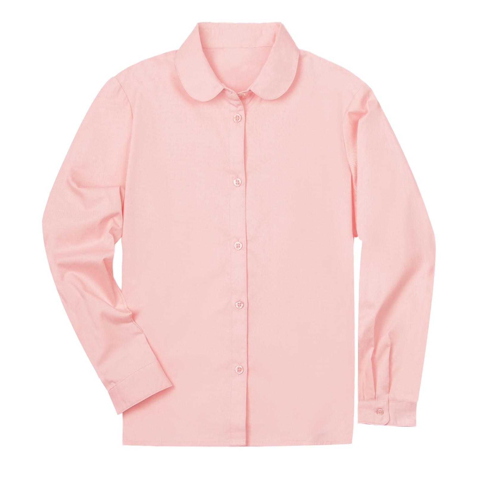 LittleSpring Pink Dress Shirt for Little Girls Button Down Shirt with ...