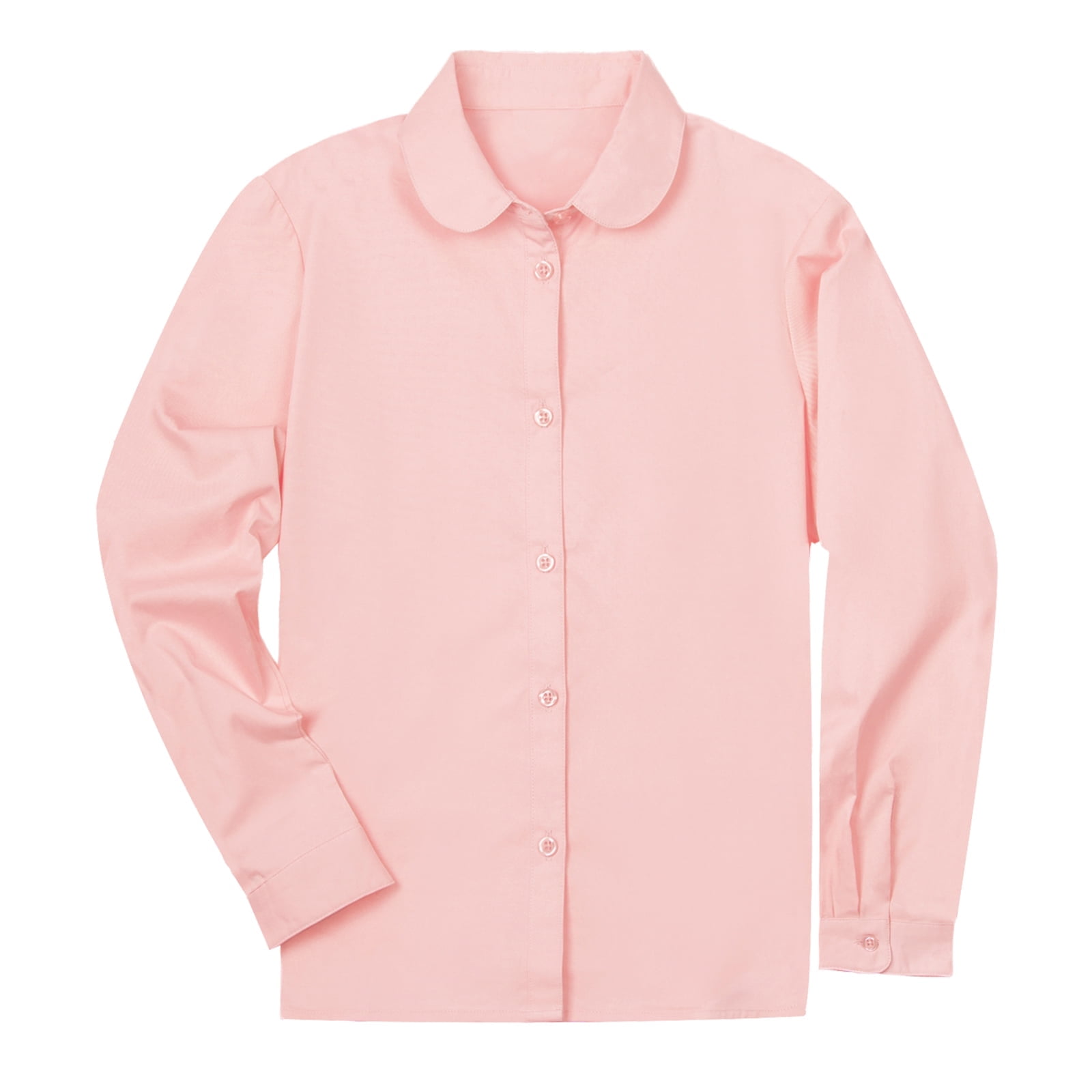 LittleSpring Pink Dress Shirt for Little Girls Button Down Shirt with ...