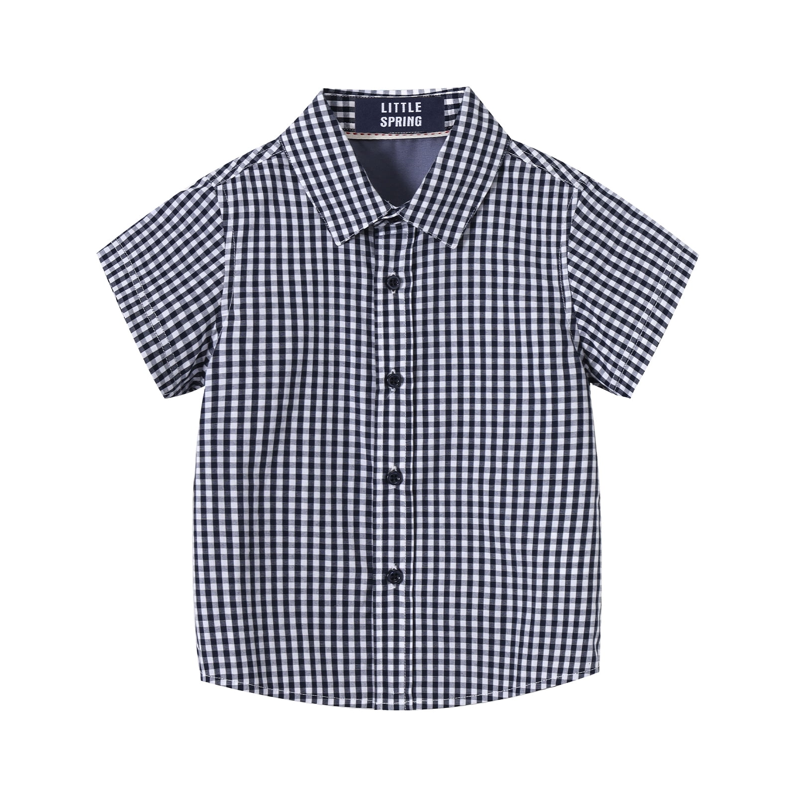 LittleSpring Plaid Shirt for Little Boys Short Sleeve Summer Button ...