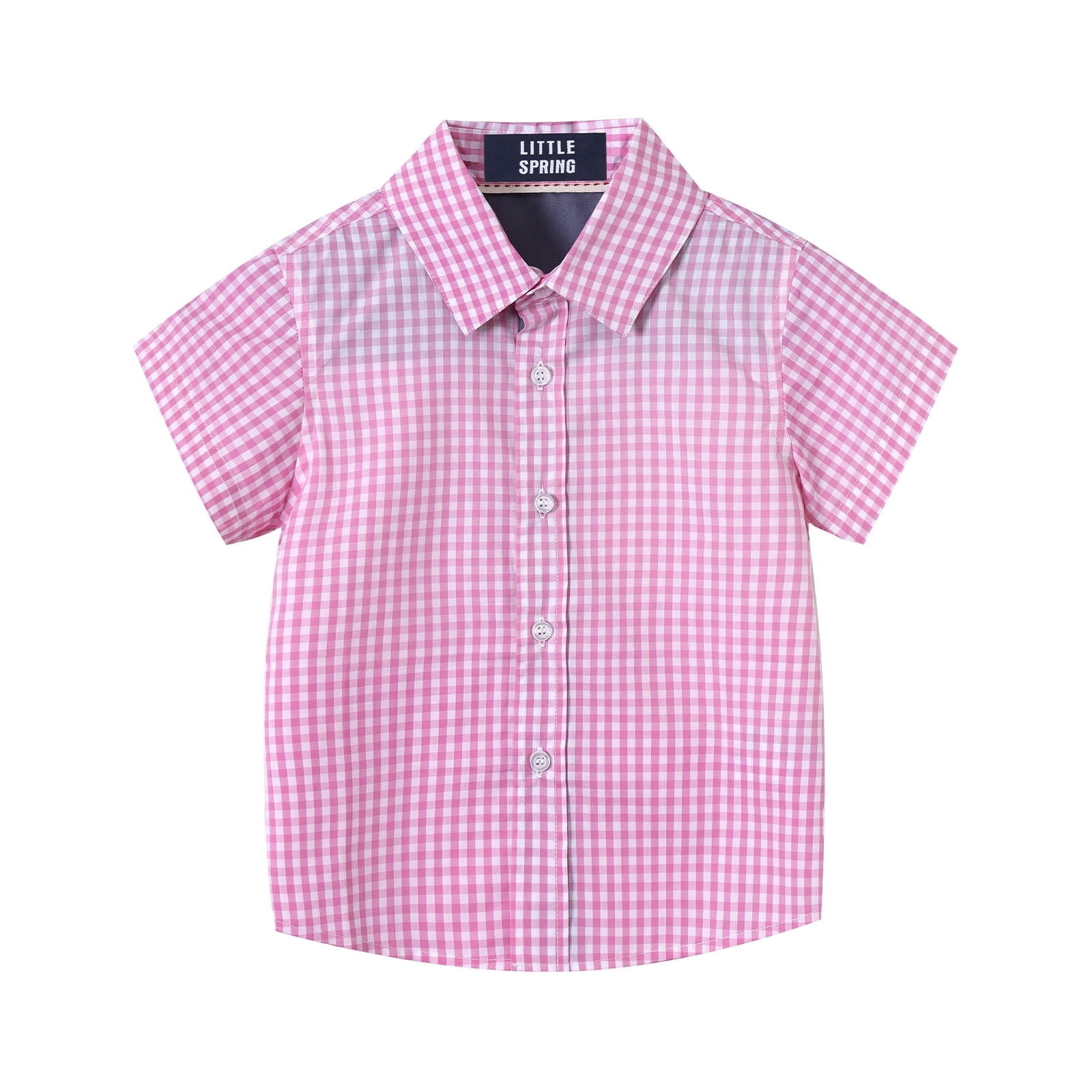 LittleSpring Plaid Shirt for Little Boys Short Sleeve Summer Button ...