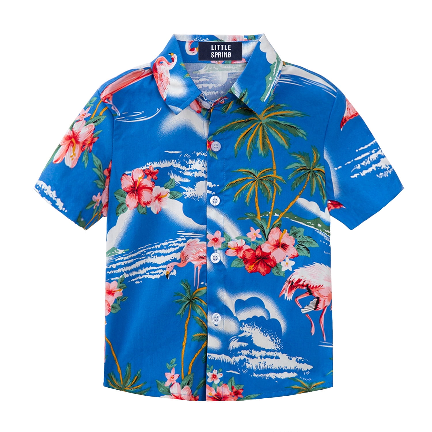 LittleSpring Size 7-8 Hawaiian Shirt for Boys Summer Shirts Short ...