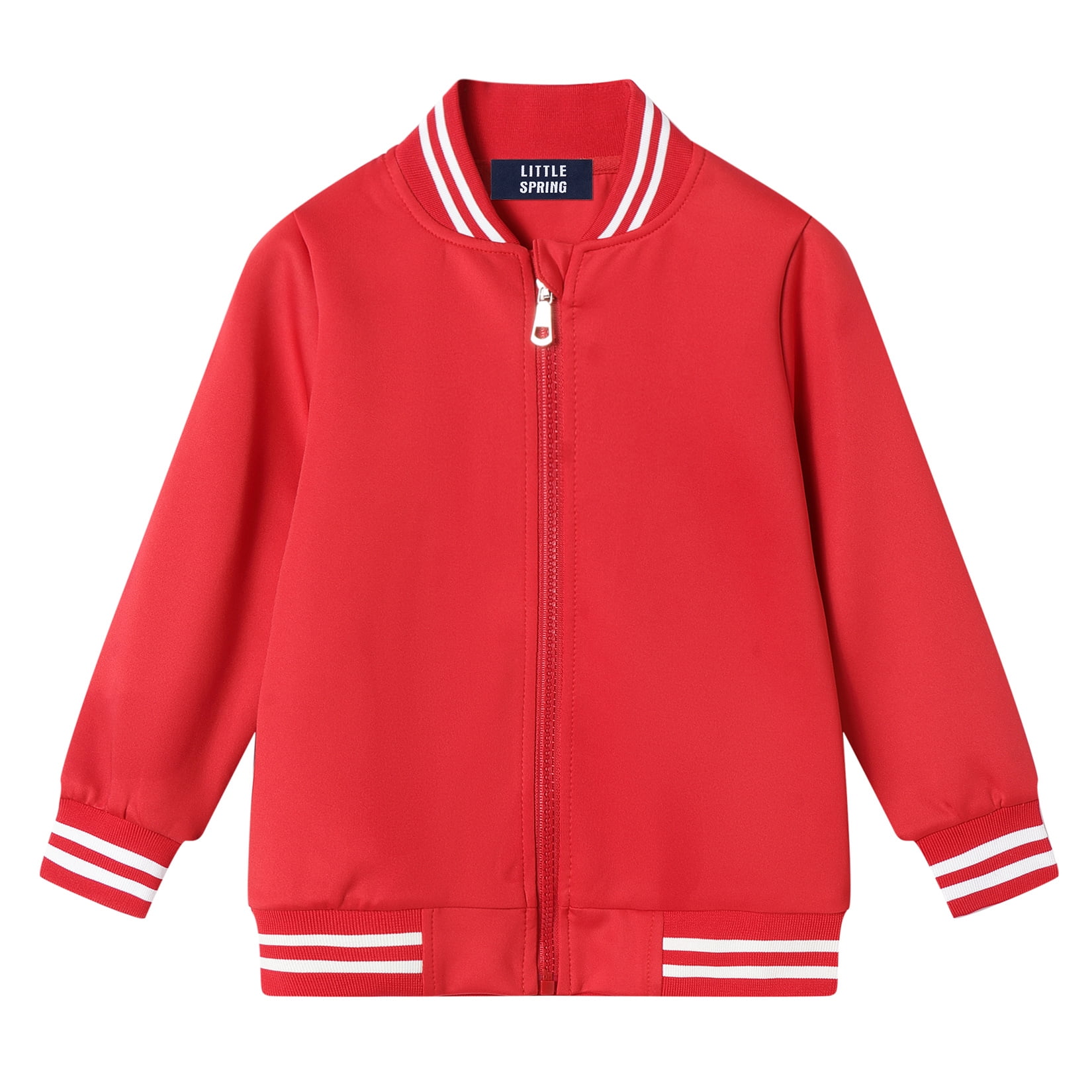 LittleSpring Toddler Boys Girls Red Varsity Jacket Zip up Baseball ...