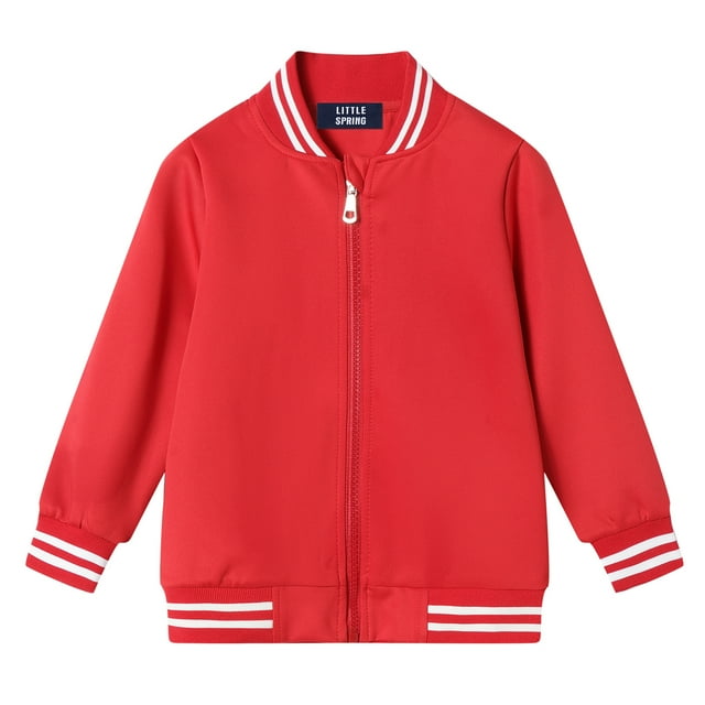 LittleSpring Toddler Boys Girls Red Varsity Jacket Zip up Baseball ...