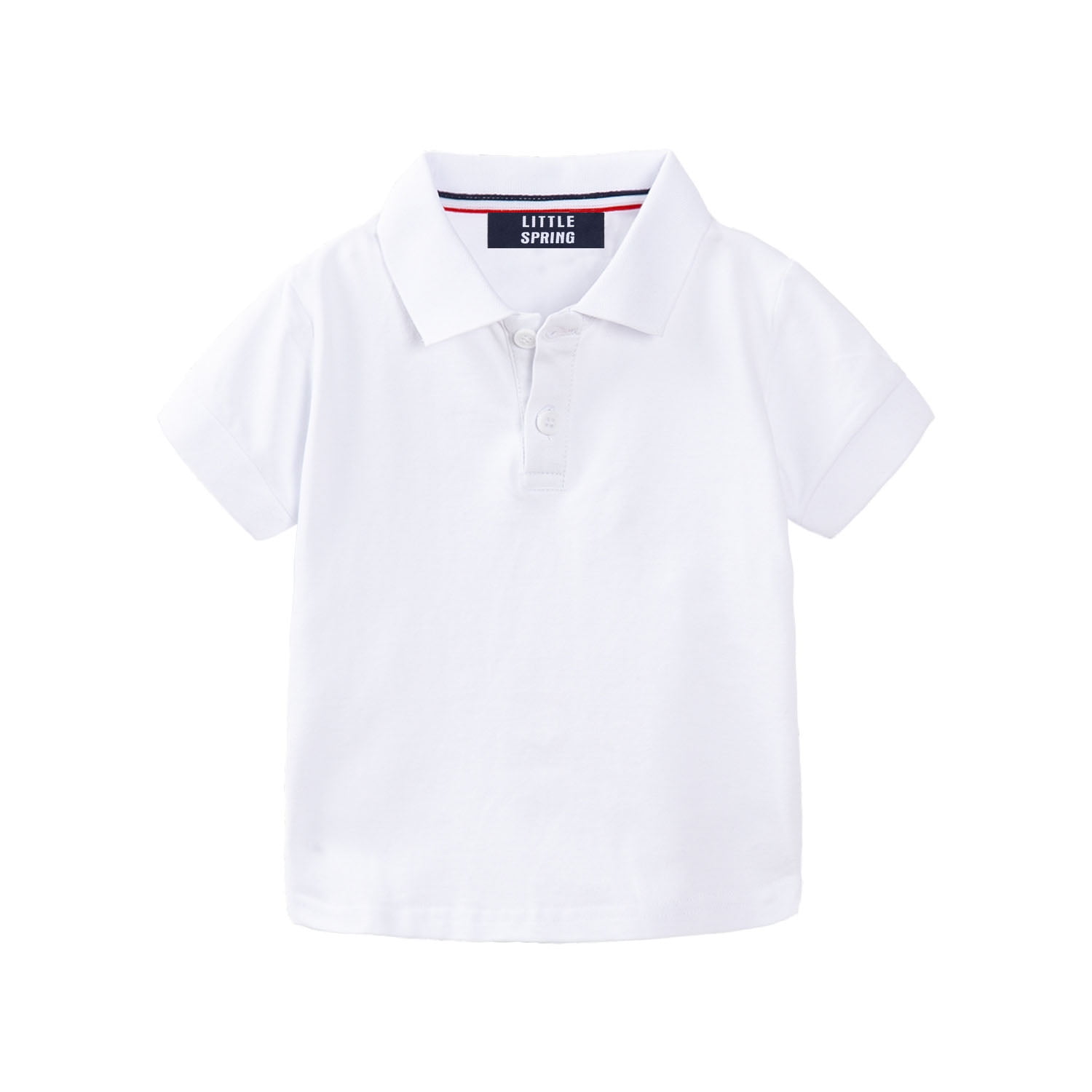 LittleSpring Toddler Boys Pique Polo Shirt 3T White Uniform Shirts ...