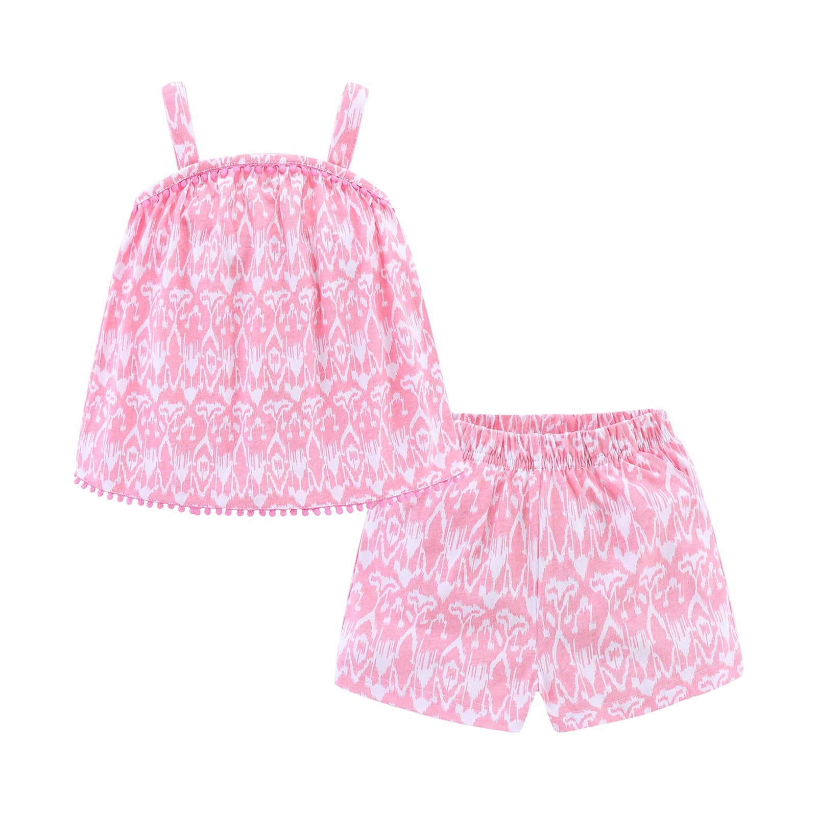 LittleSpring Toddler Girl Summer Outfits, Spaghetti Strap Floral Top ...