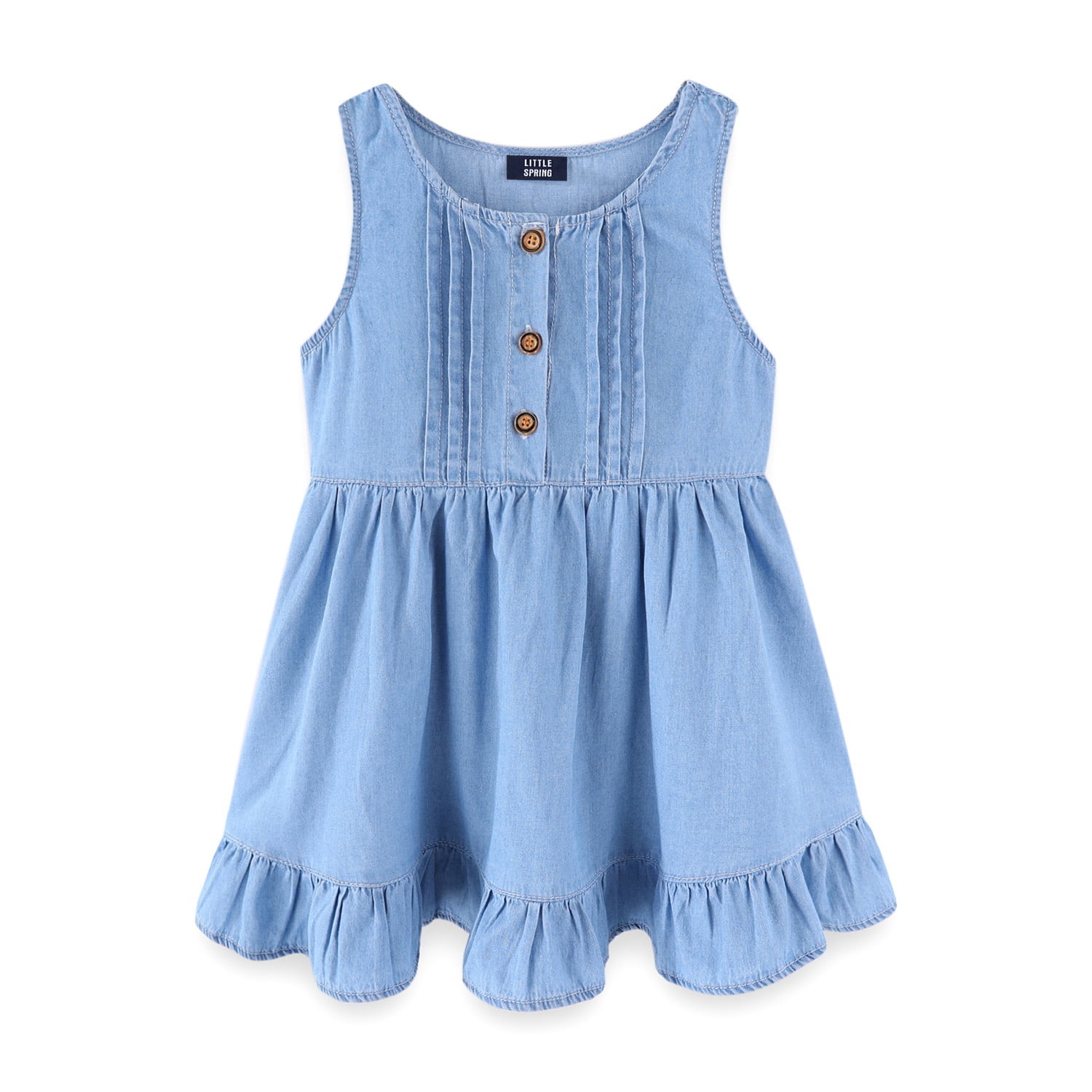 LittleSpring Toddler Girls Jean Dress Casual Summer Denim Sundress ...