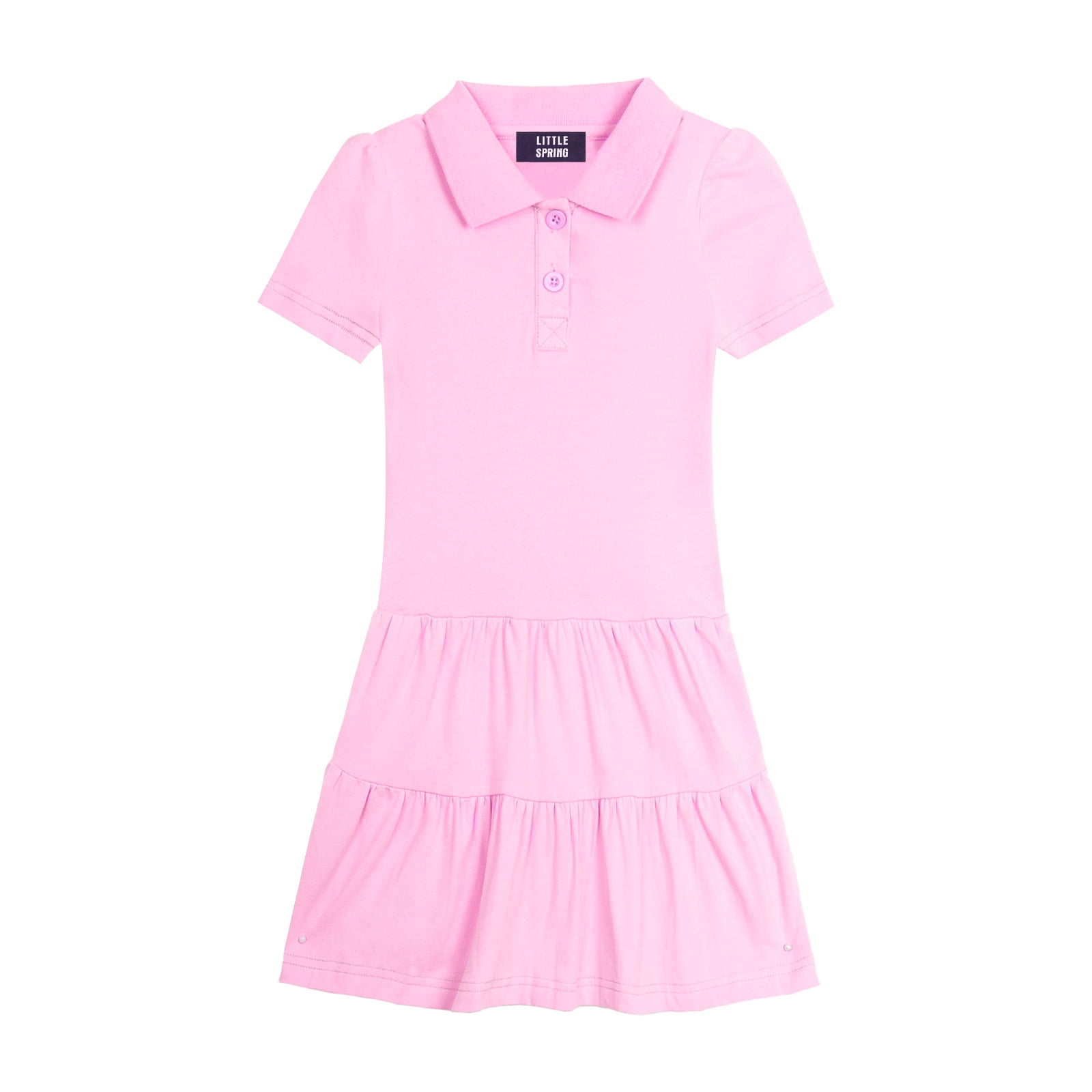 LittleSpring Toddler Girls Pique Polo Dress Short Sleeve Ruffle Uniform ...