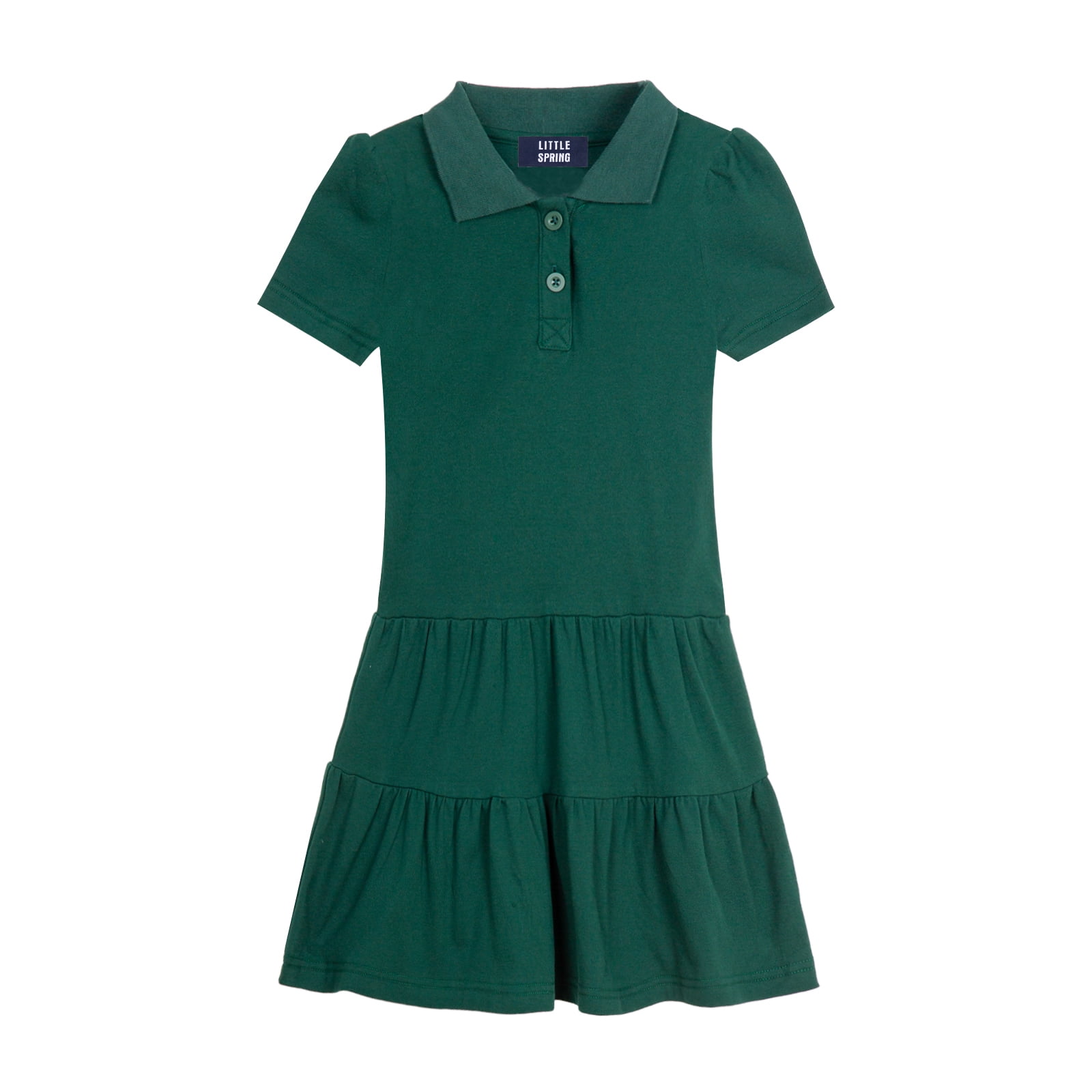 LittleSpring Toddler Pique Polo Dress Short Sleeve Ruffle 4T Girls ...
