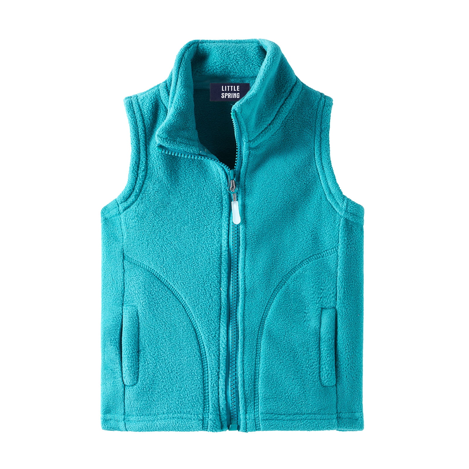 LittleSpring Turquoise Fleece Vest for Boys Zip Up Jackets Sleeveless ...