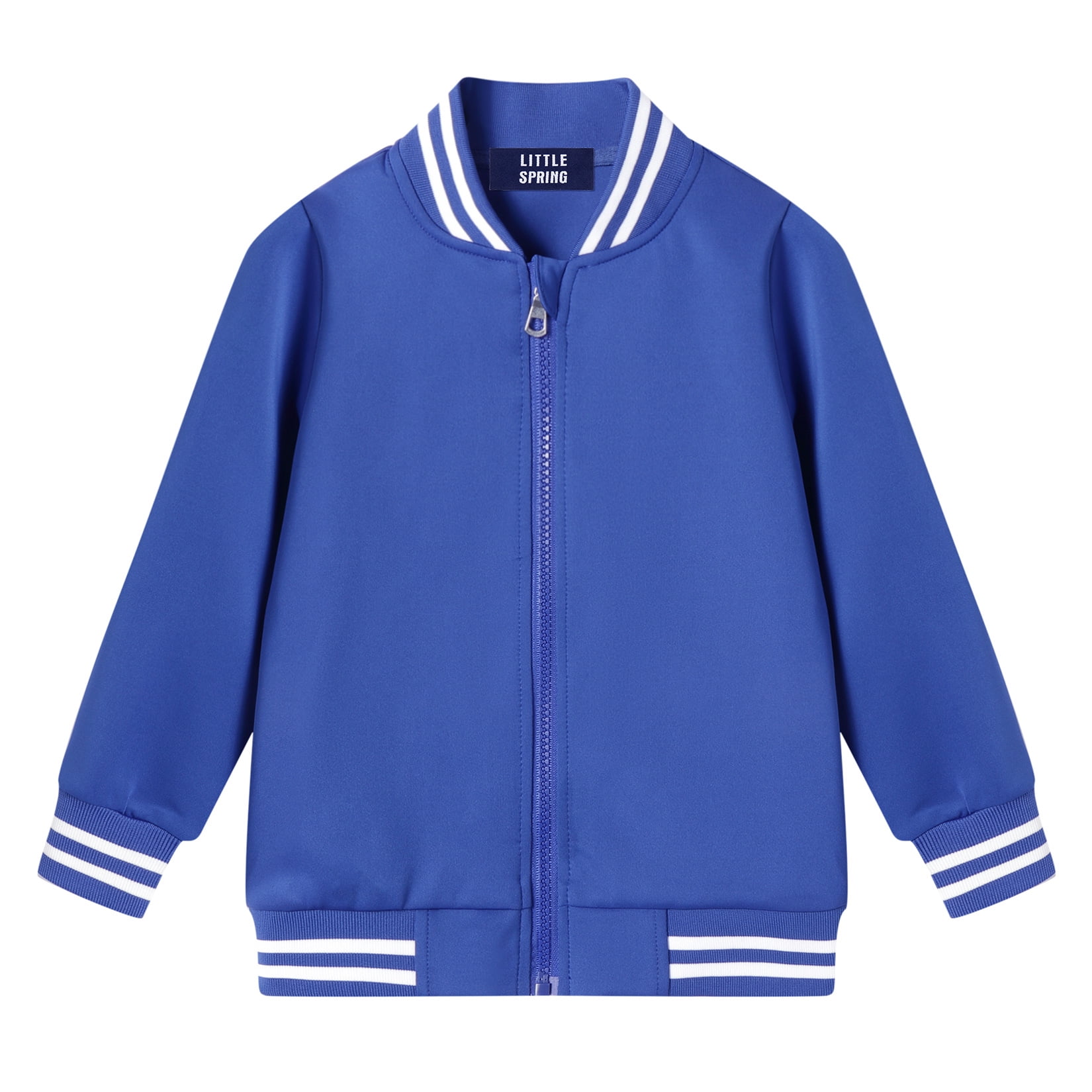 LittleSpring Unisex Kids Blue Letterman Jacket Full Zip Bomber Varsity ...