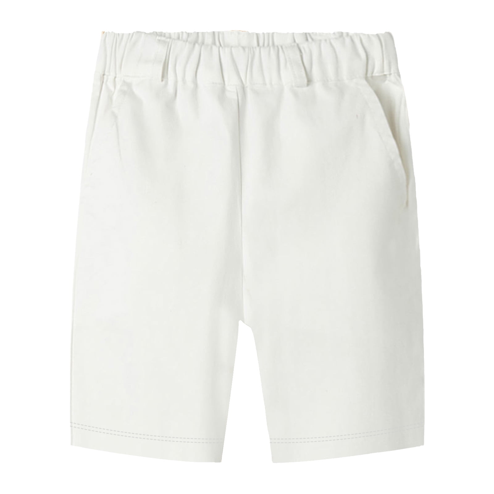 LittleSpring White Shorts for Boys Uniform Shorts with Elastic Waist ...