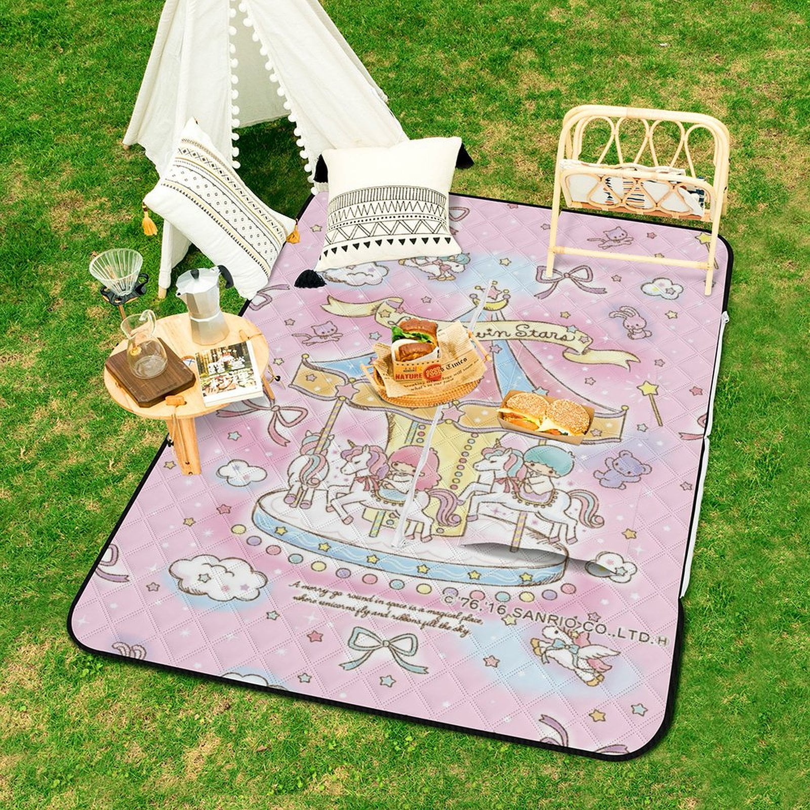 LittleTwinStars Ride A Carousel Extra Large Picnic Blanket Waterproof ...