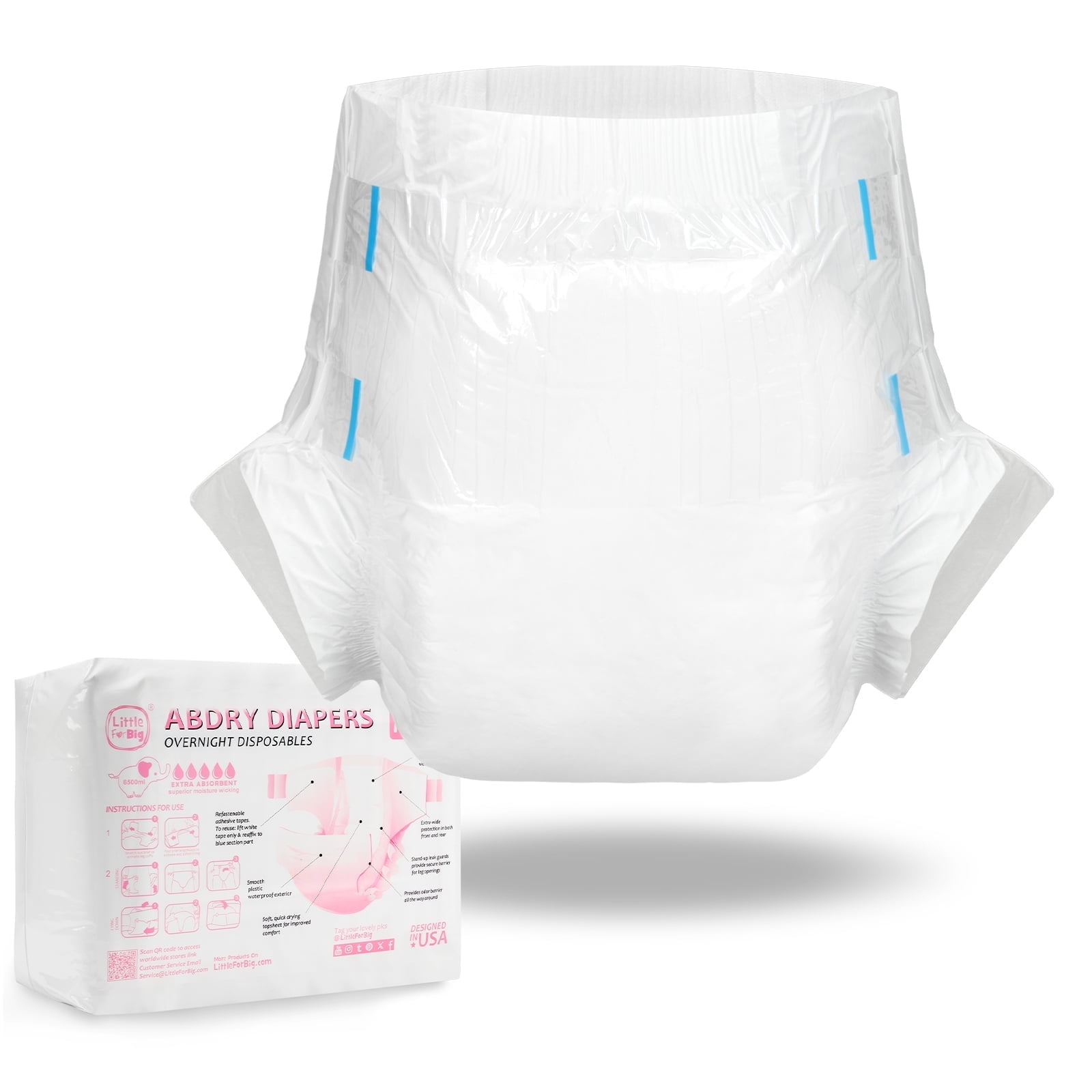 Littleforbig Adjustable Tapes Adult Diaper 10 Pieces - ABDry Ultra ...
